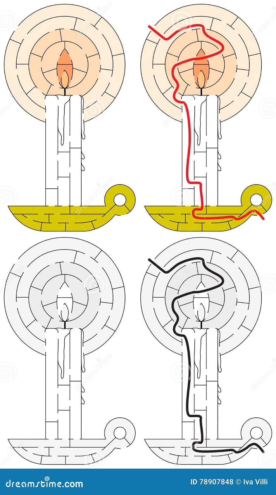 Easy candle maze stock vector. Illustration of task, activity - 78907848