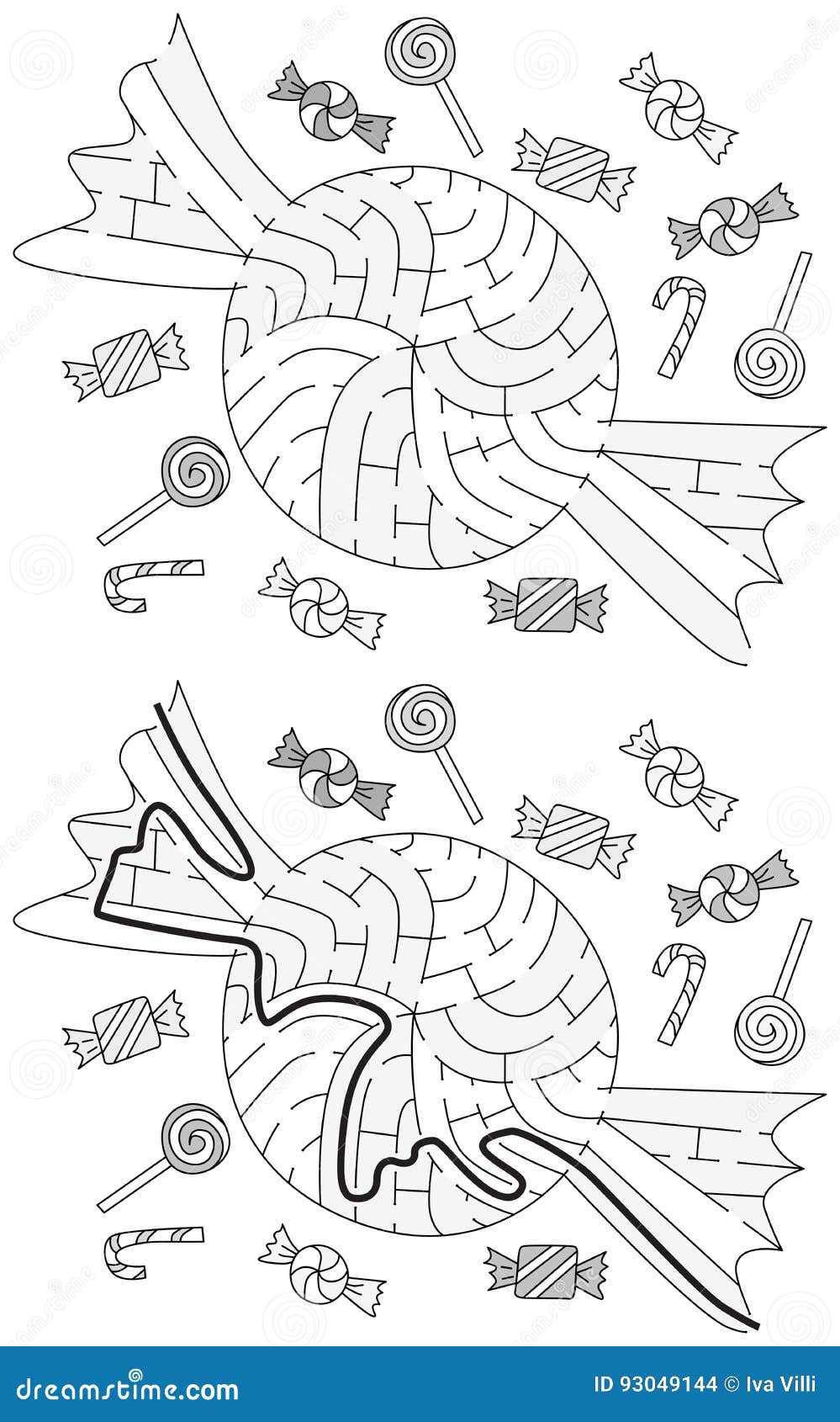 Easy candy maze stock vector. Illustration of sweets - 93049144