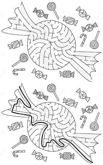 Easy candy maze stock vector. Illustration of sweets - 93049144