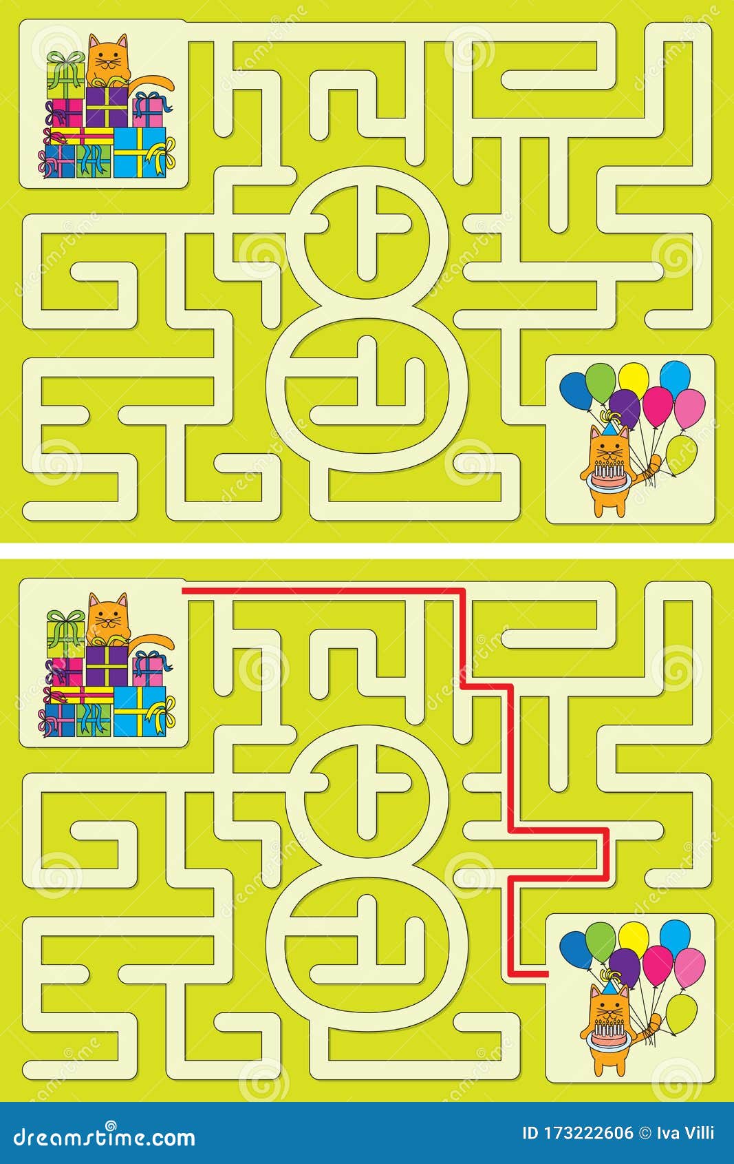 Easy Cat Maze - Learning Number 8 Stock Vector - Illustration of eight ...
