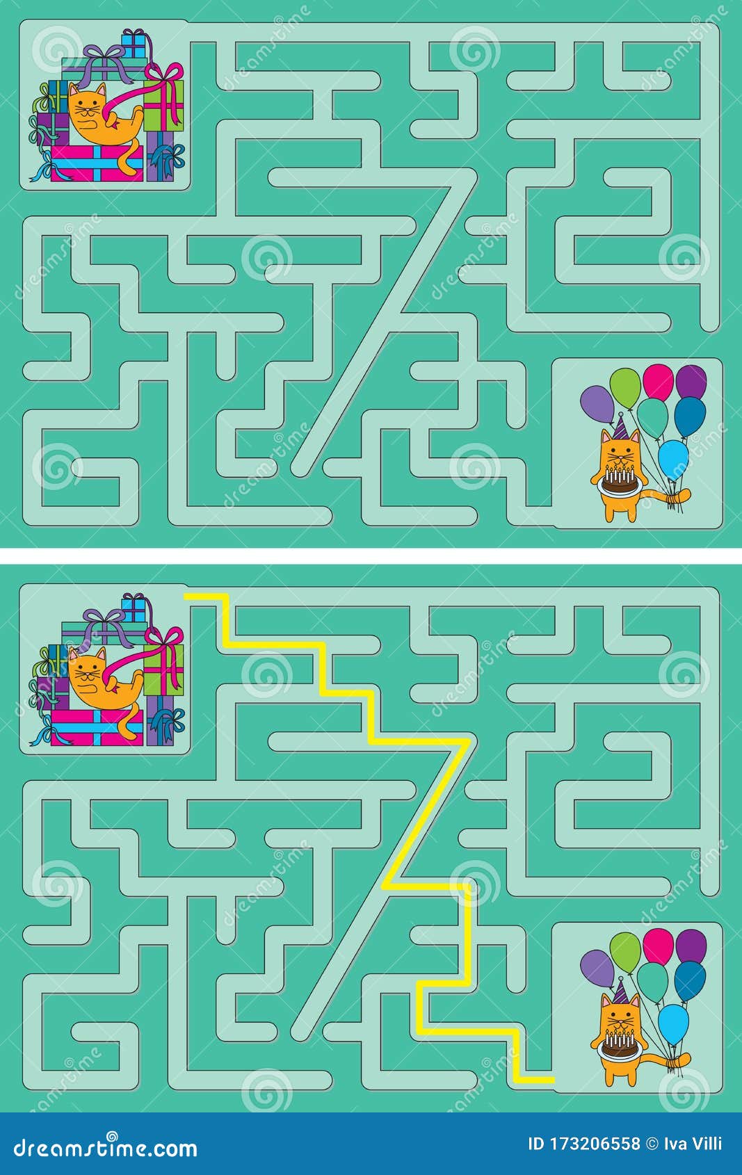 Easy Cat Maze - Learning Number 7 Stock Vector - Illustration of candle ...