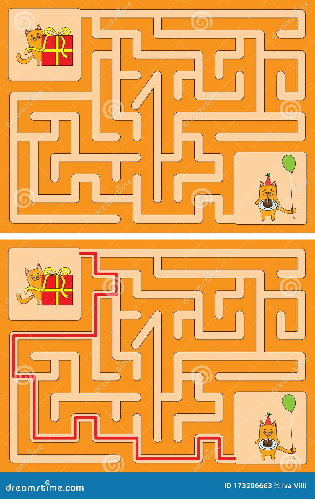 Easy Cat Maze - Learning Number 1 Stock Vector - Illustration of ...