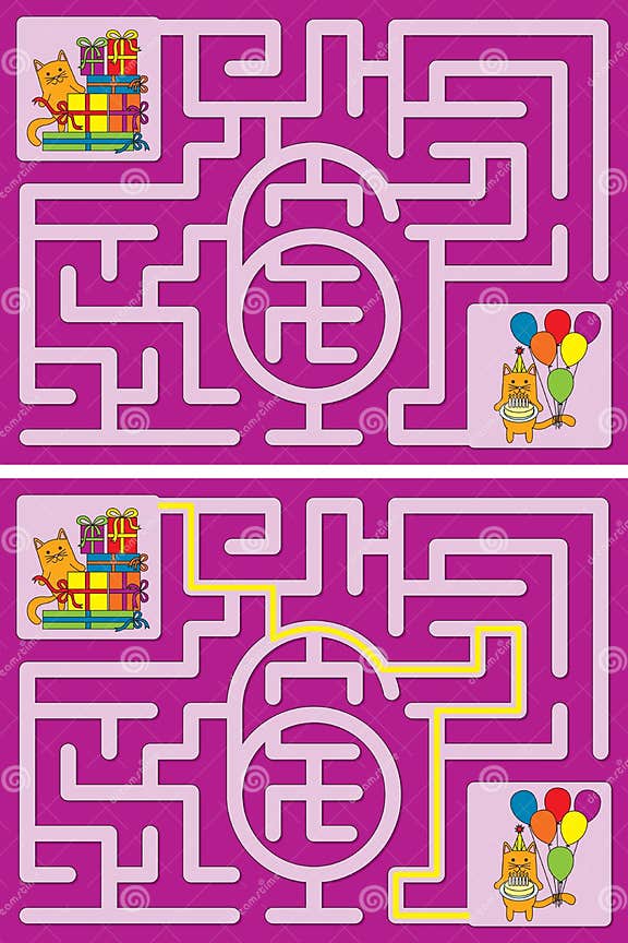Easy Cat Maze - Learning Number 3 Stock Vector - Illustration of vector ...