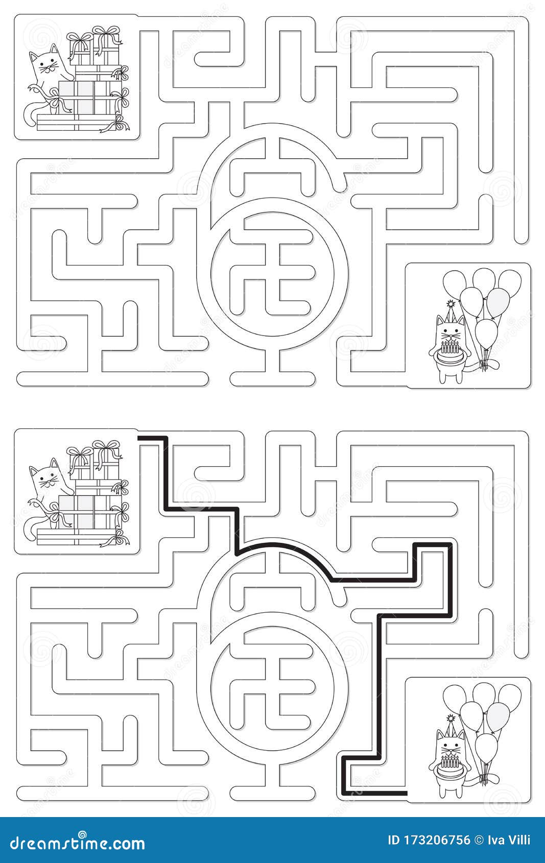 Easy Cat Maze - Learning Number 3 Stock Vector - Illustration of ...