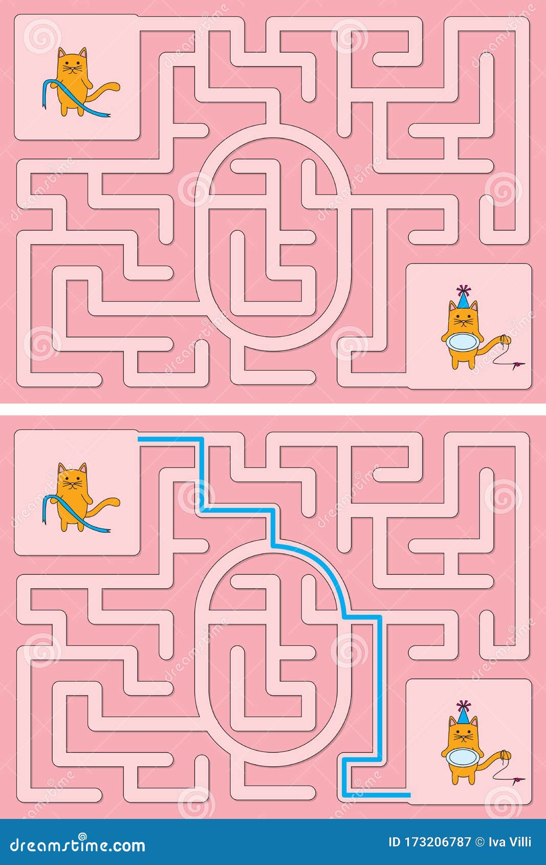 Easy Cat Maze - Learning Number 0 Stock Vector - Illustration of ...