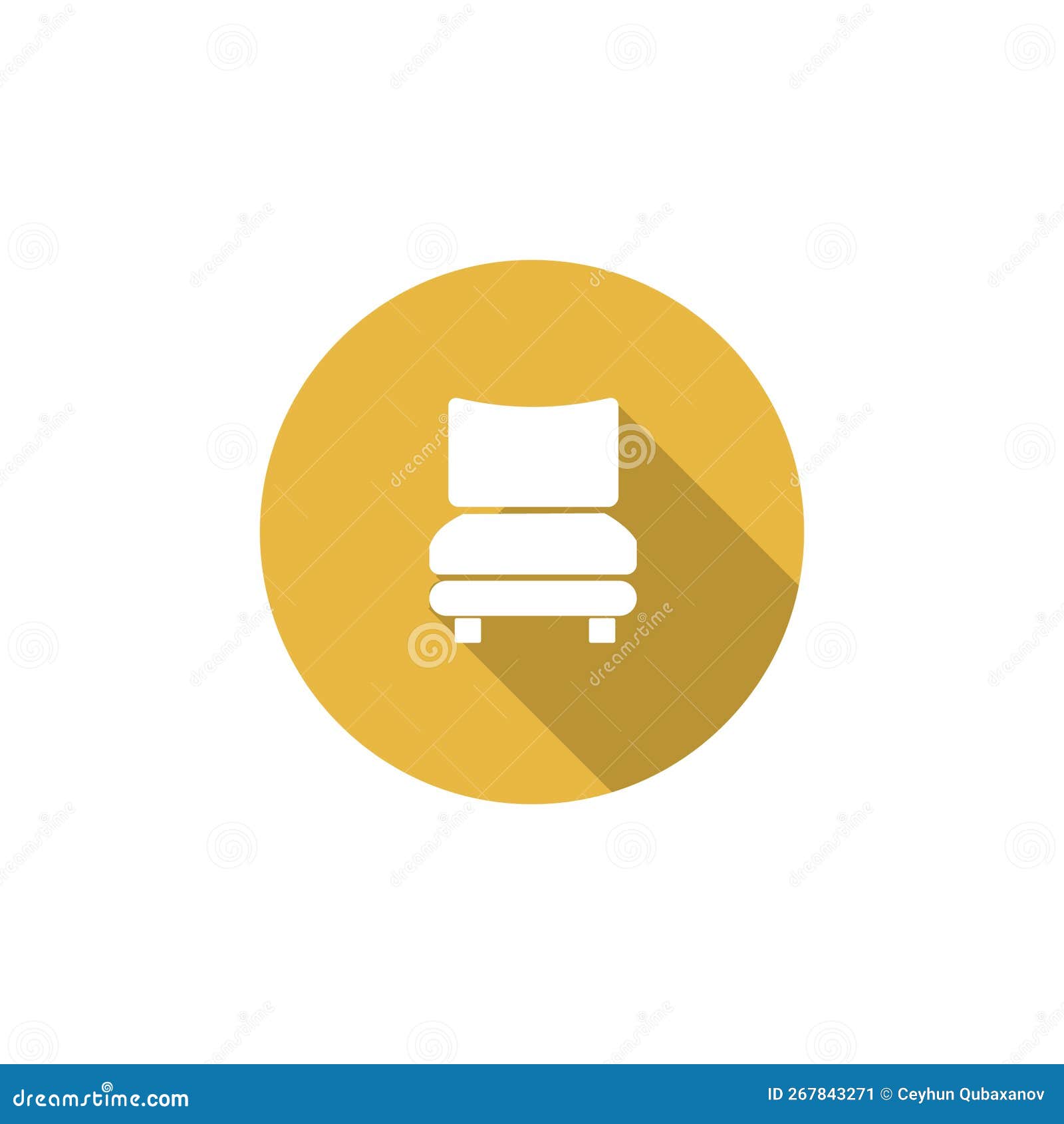 Easy Chair, Flat Icons in Circles with Long Shadows Vector Illustration ...