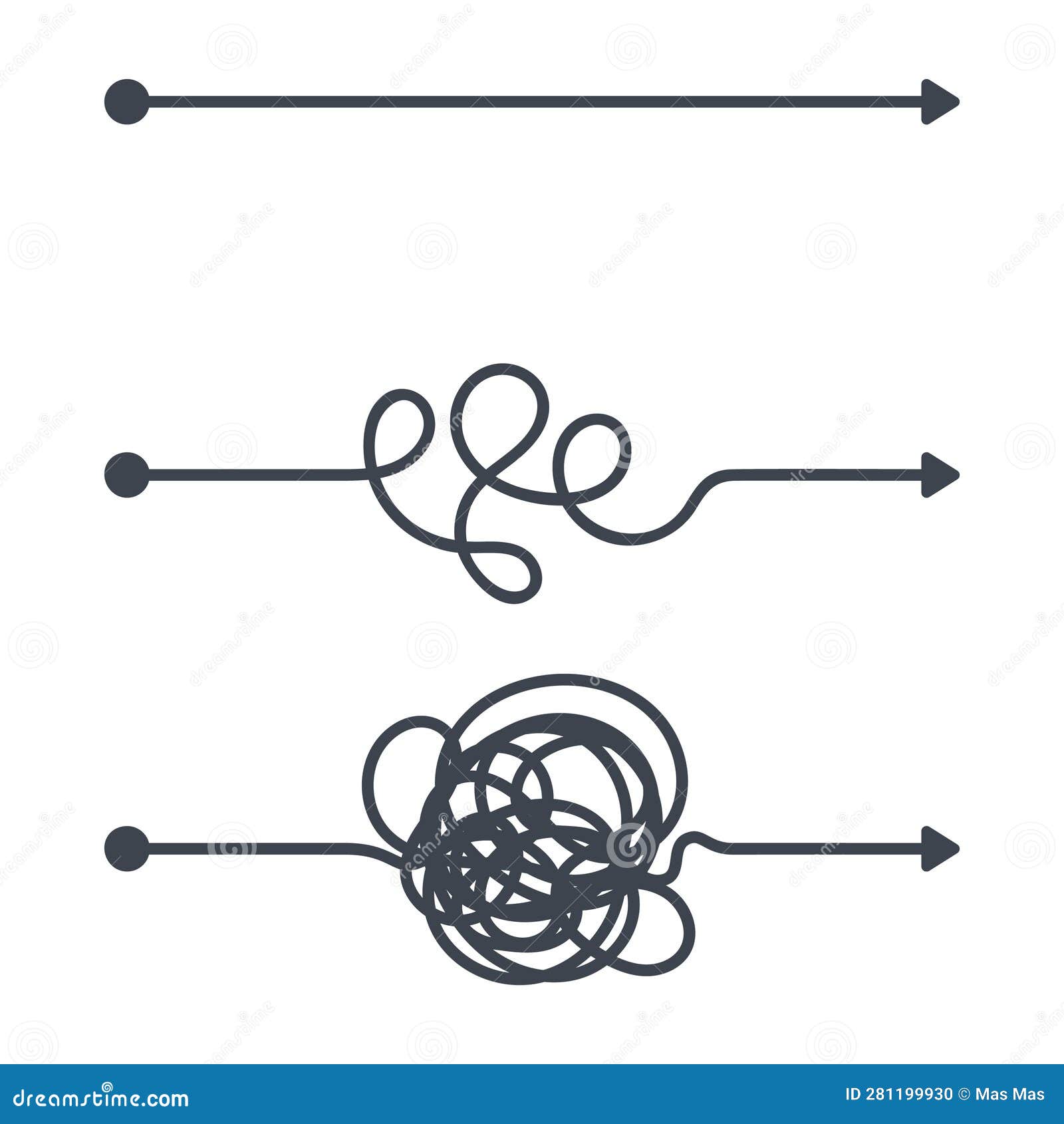 Easy and Chaos Way Complex. Simple and Difficult Arrow Concept ...