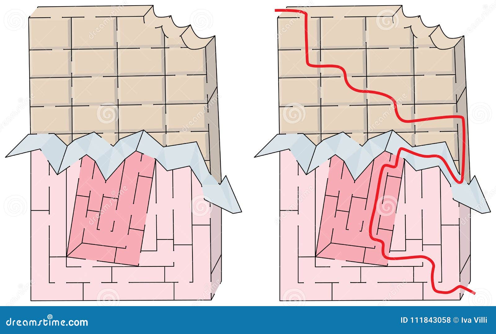 Easy chocolate maze stock vector. Illustration of drawing - 111843058