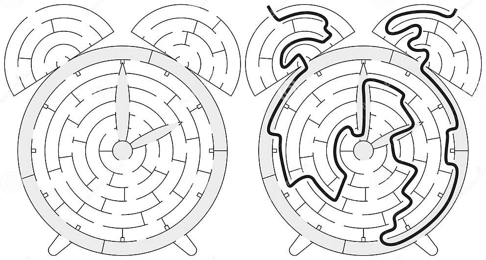 Easy clock maze stock vector. Illustration of labyrinth - 118946354