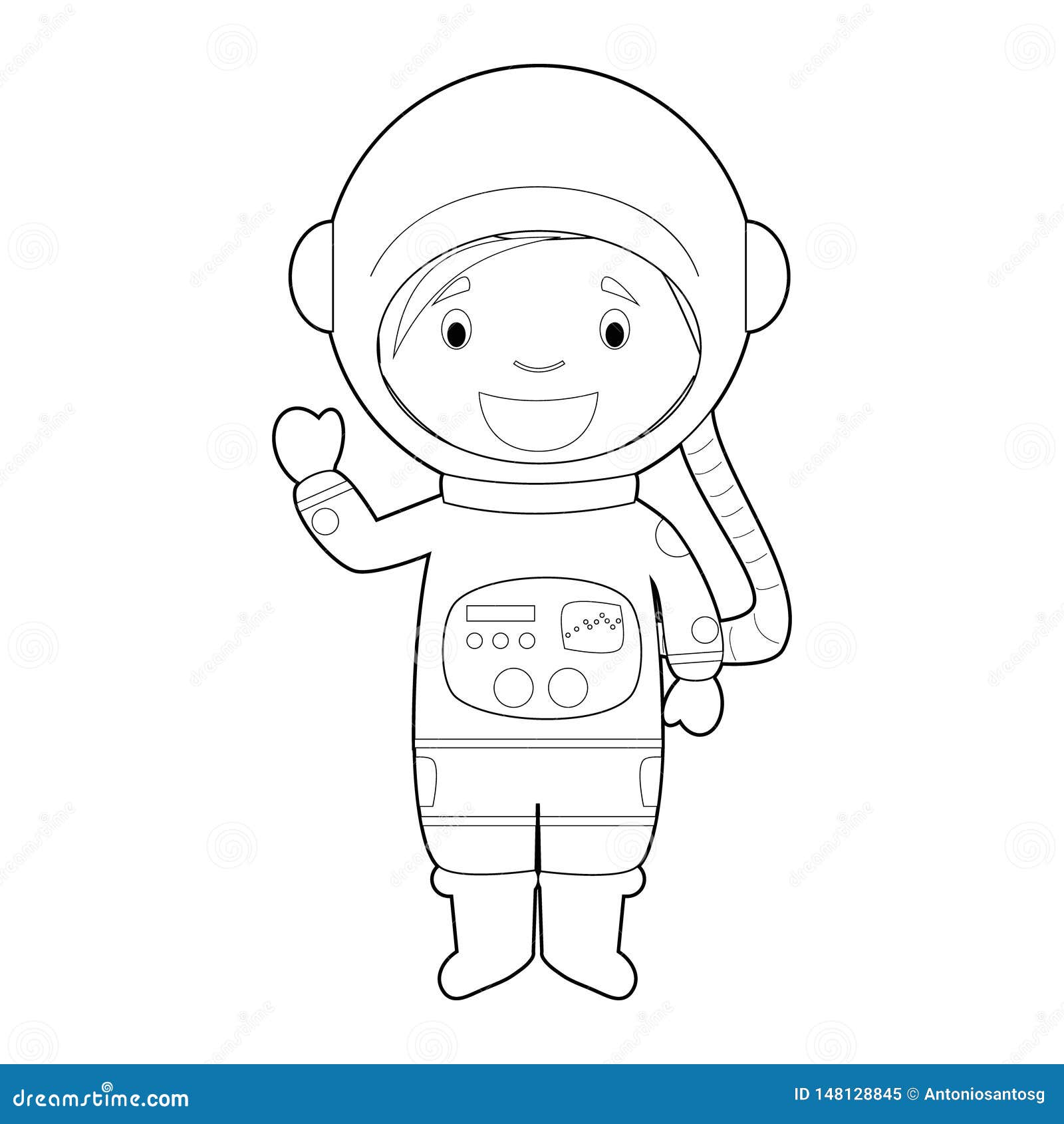 Easy Coloring Cartoon Vector Illustration of an Astronaut Stock Vector ...