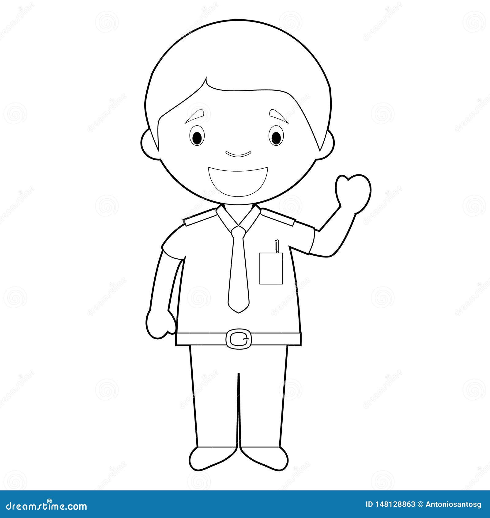 Easy Coloring Cartoon Vector Illustration of a Bus Driver Stock Vector ...