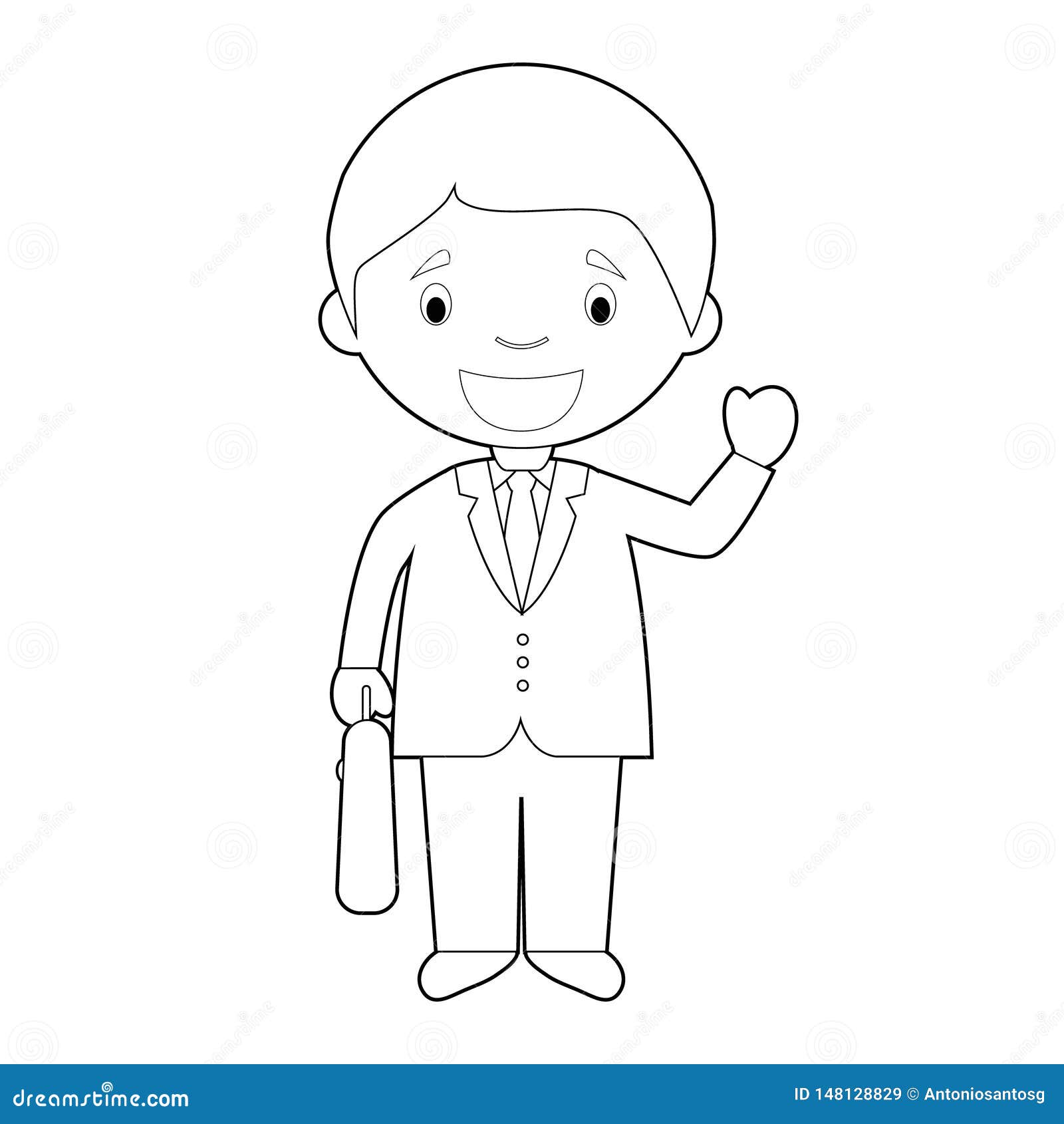 Easy Coloring Cartoon Vector Illustration of a Businessman Stock Vector ...