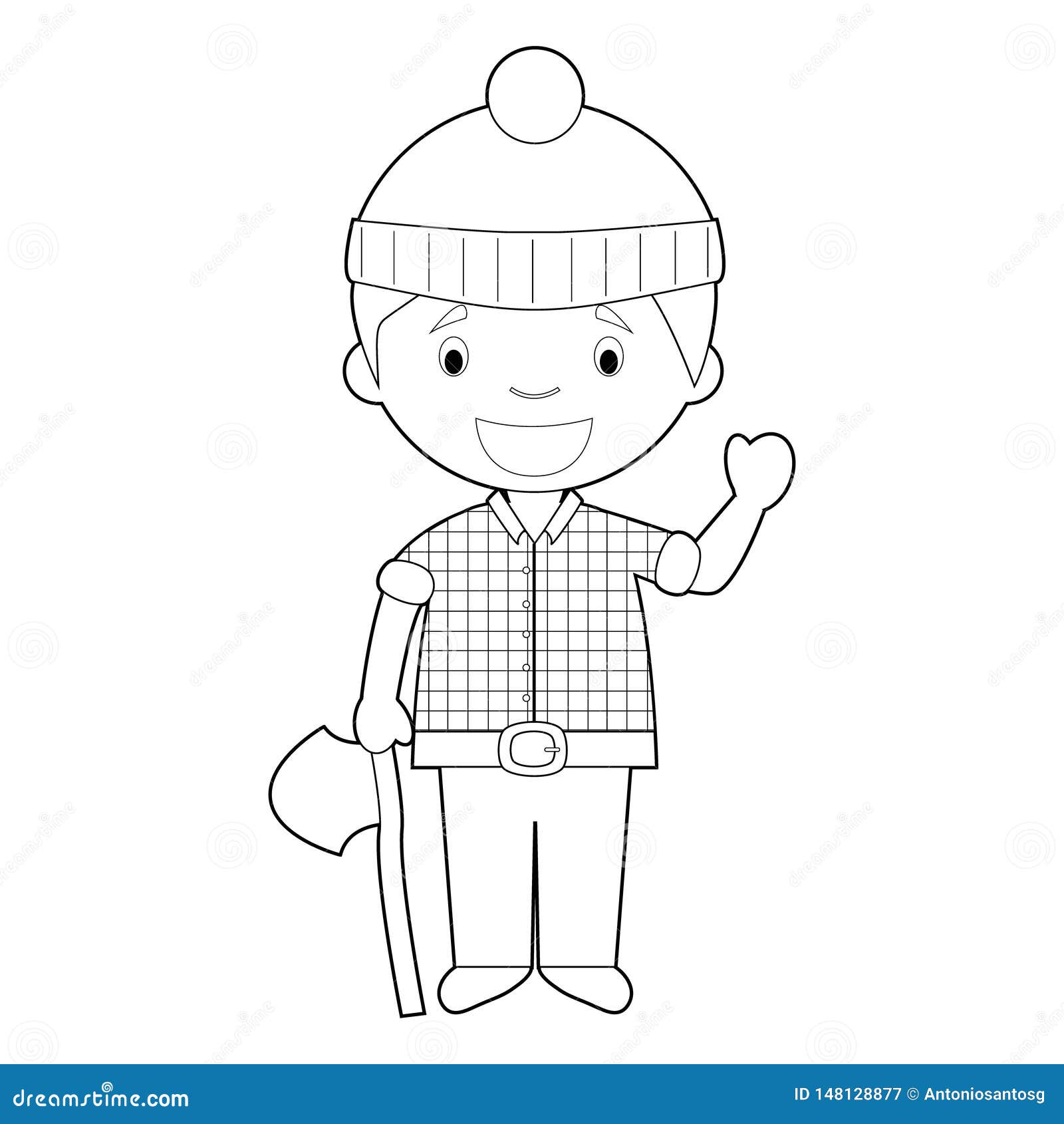 Lumberjack With Axe Coloring Page. Woodcutter Job Royalty-Free Stock ...