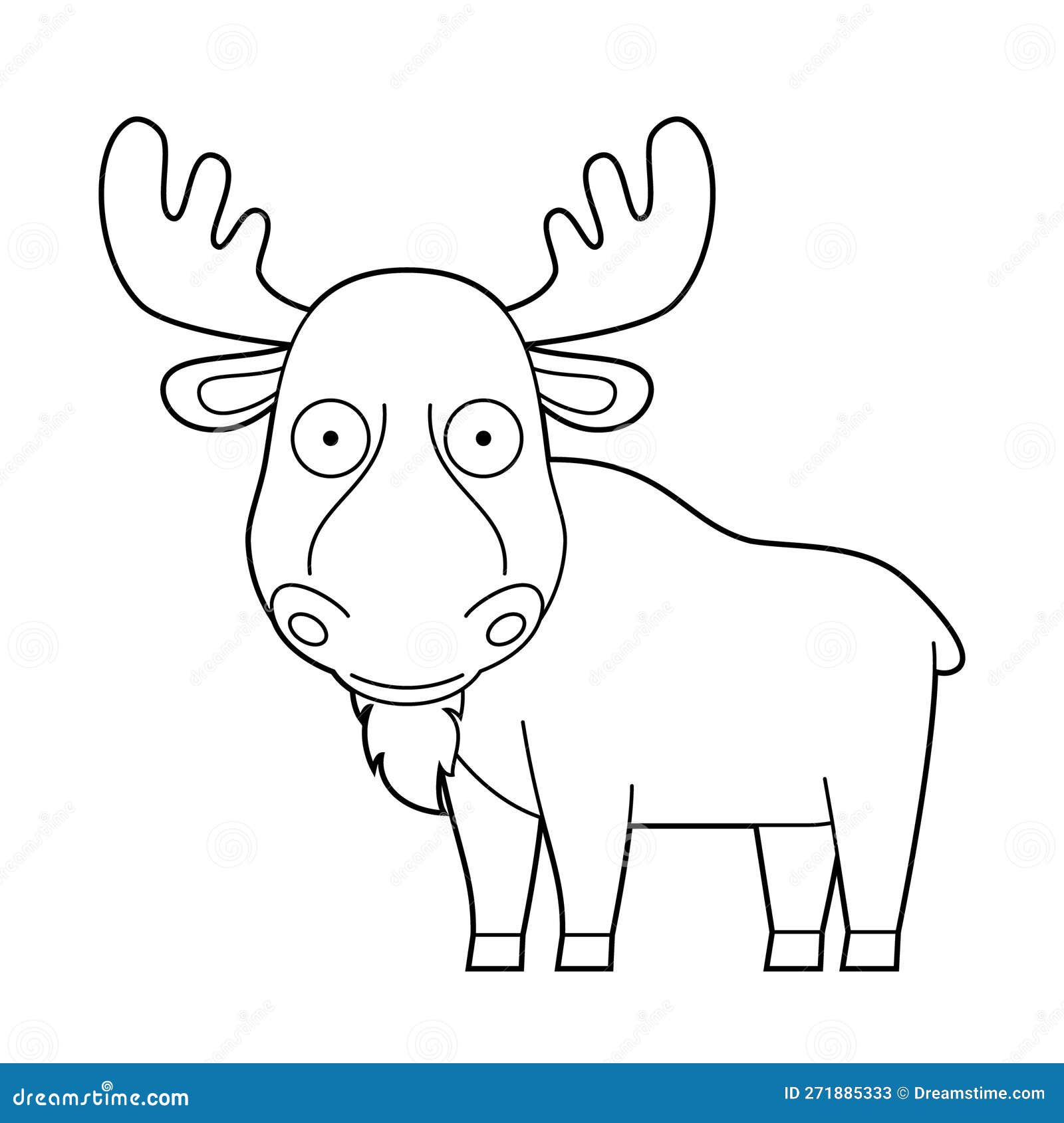 Easy Coloring Cartoon Vector Illustration of a Moose Stock Vector ...