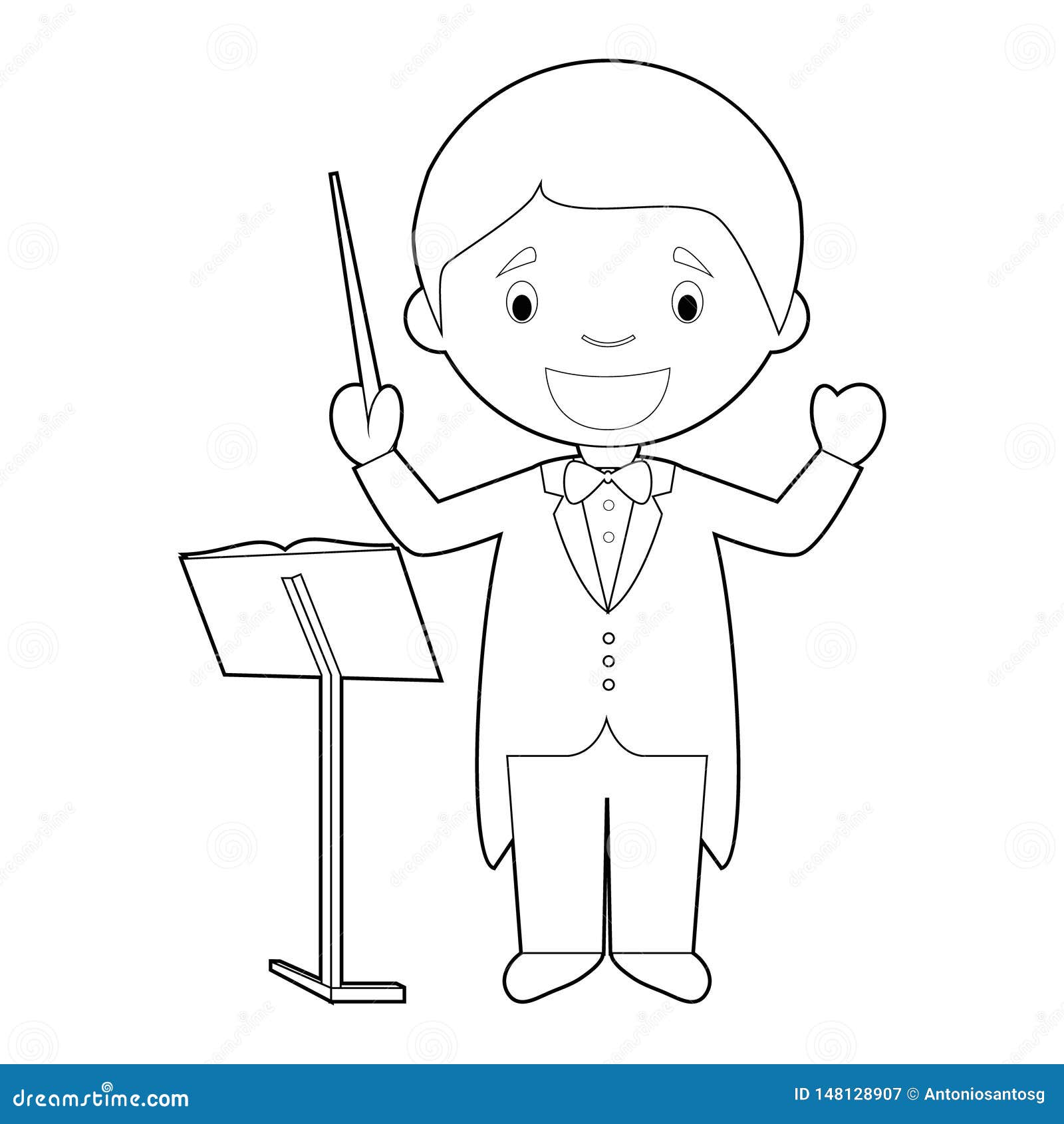 Easy Coloring Cartoon Vector Illustration of an Orchestra Director ...