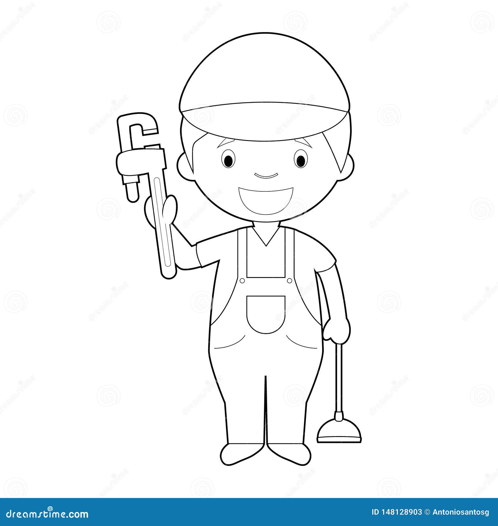 Easy Coloring Cartoon Vector Illustration of a Plumber Stock Vector ... Easy Coloring Cartoon Vector Illustration of a Plumber Stock Vector ...