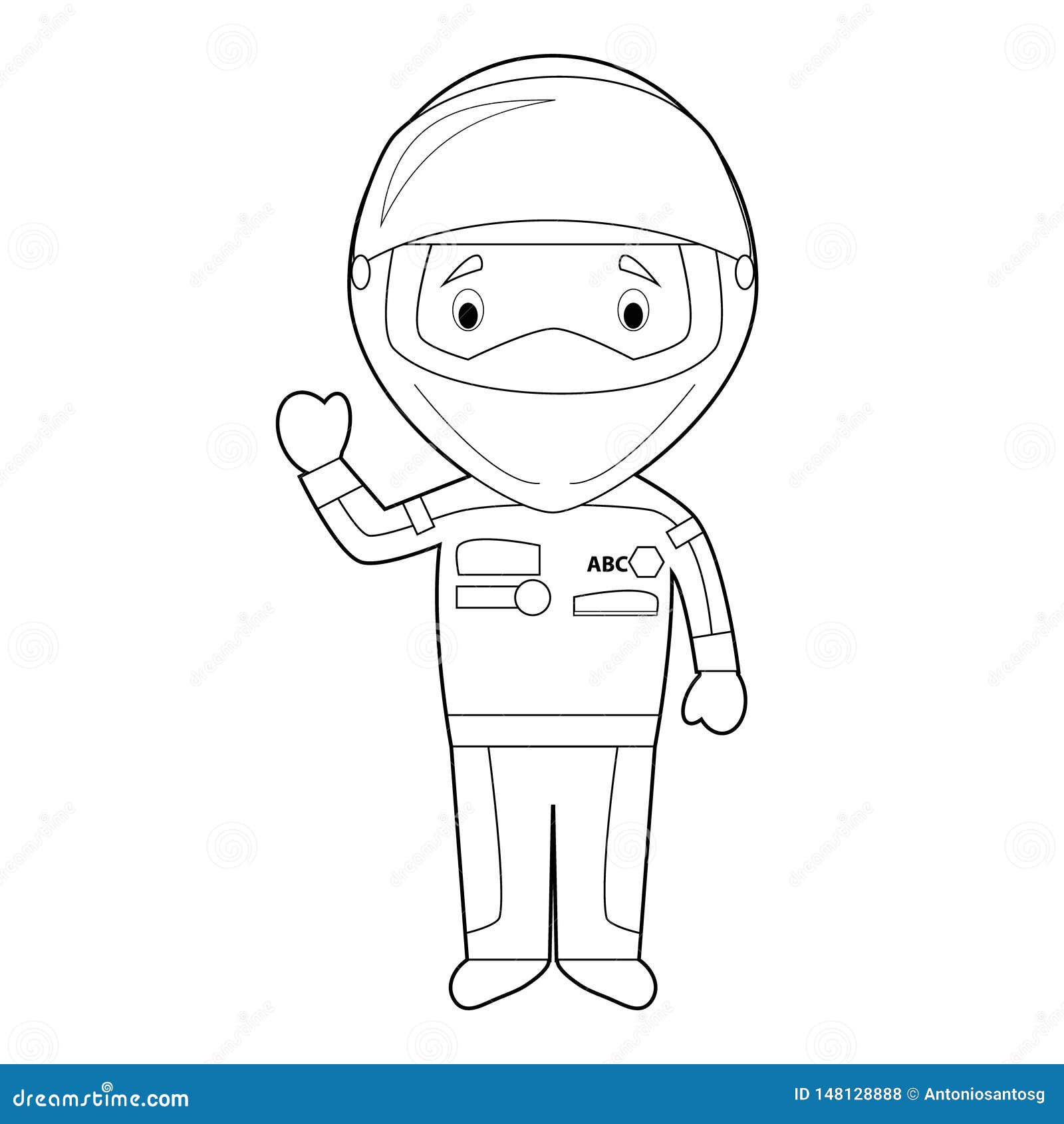 Easy Coloring Cartoon Vector Illustration of a Race Pilot Stock Vector ...
