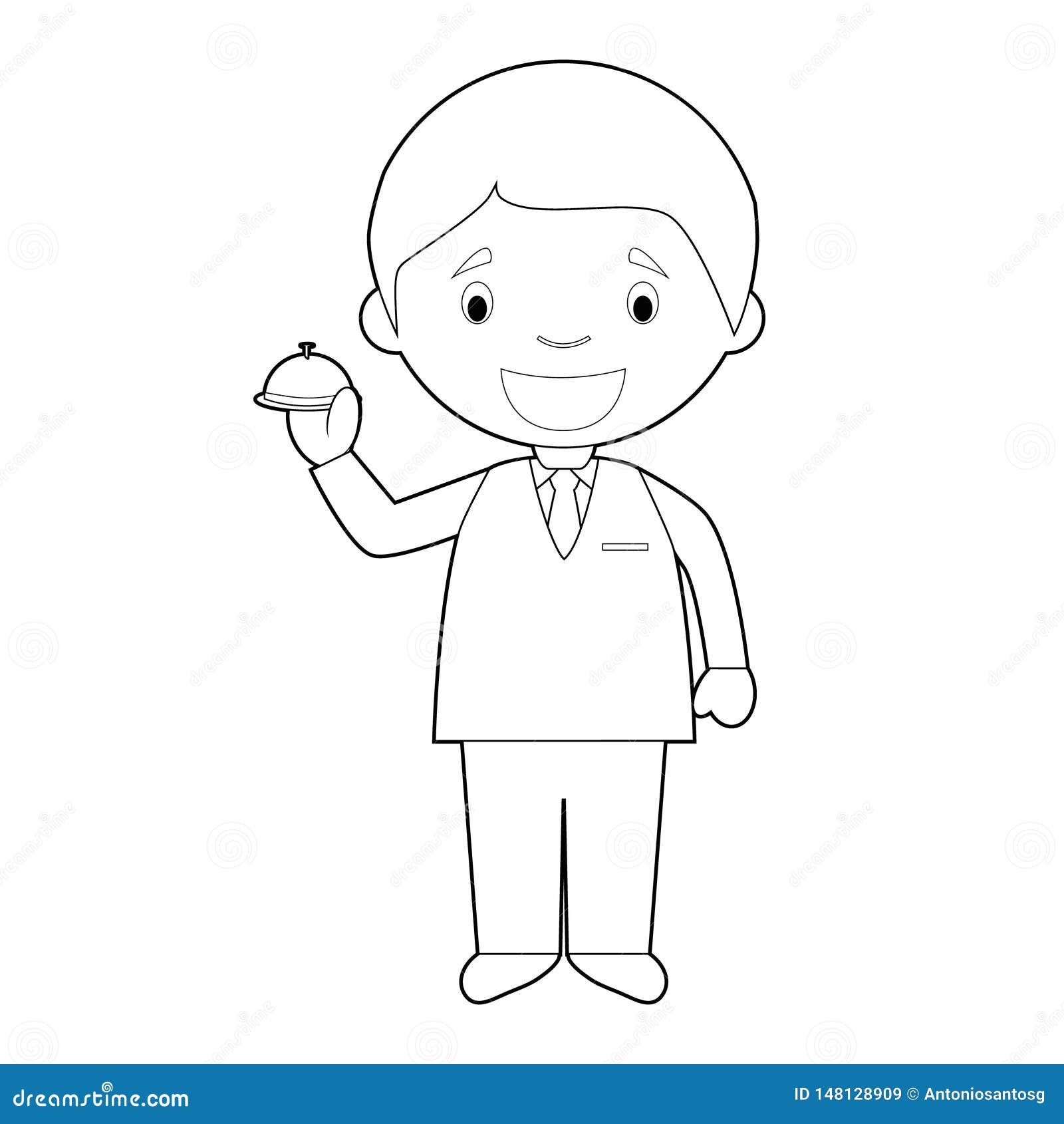 Easy Coloring Cartoon Vector Illustration of a Receptionist Stock ...