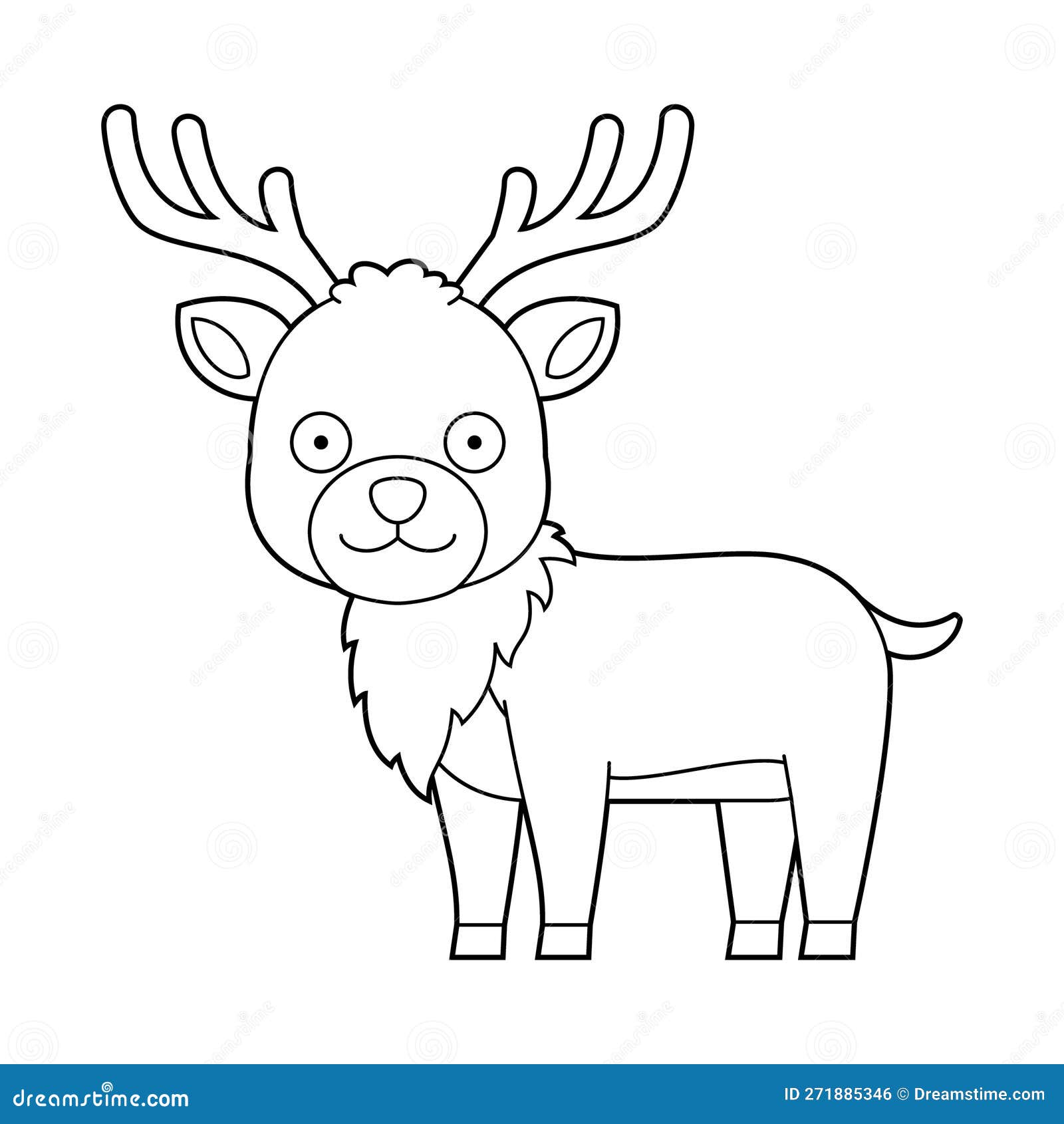 Easy Coloring Cartoon Vector Illustration of a Reindeer Stock Vector ...