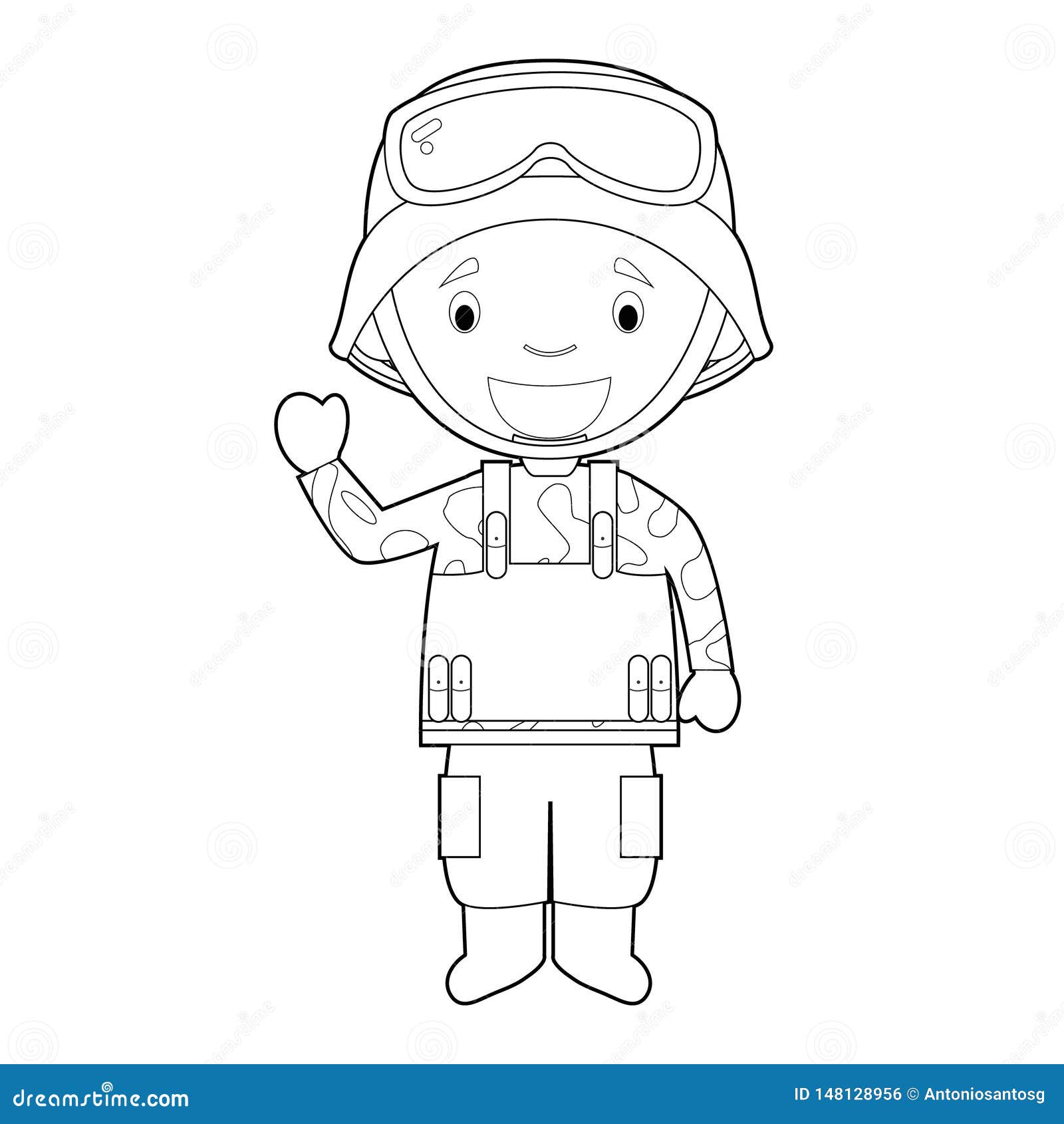 Easy Coloring Cartoon Vector Illustration Of A Soldier | CartoonDealer ...