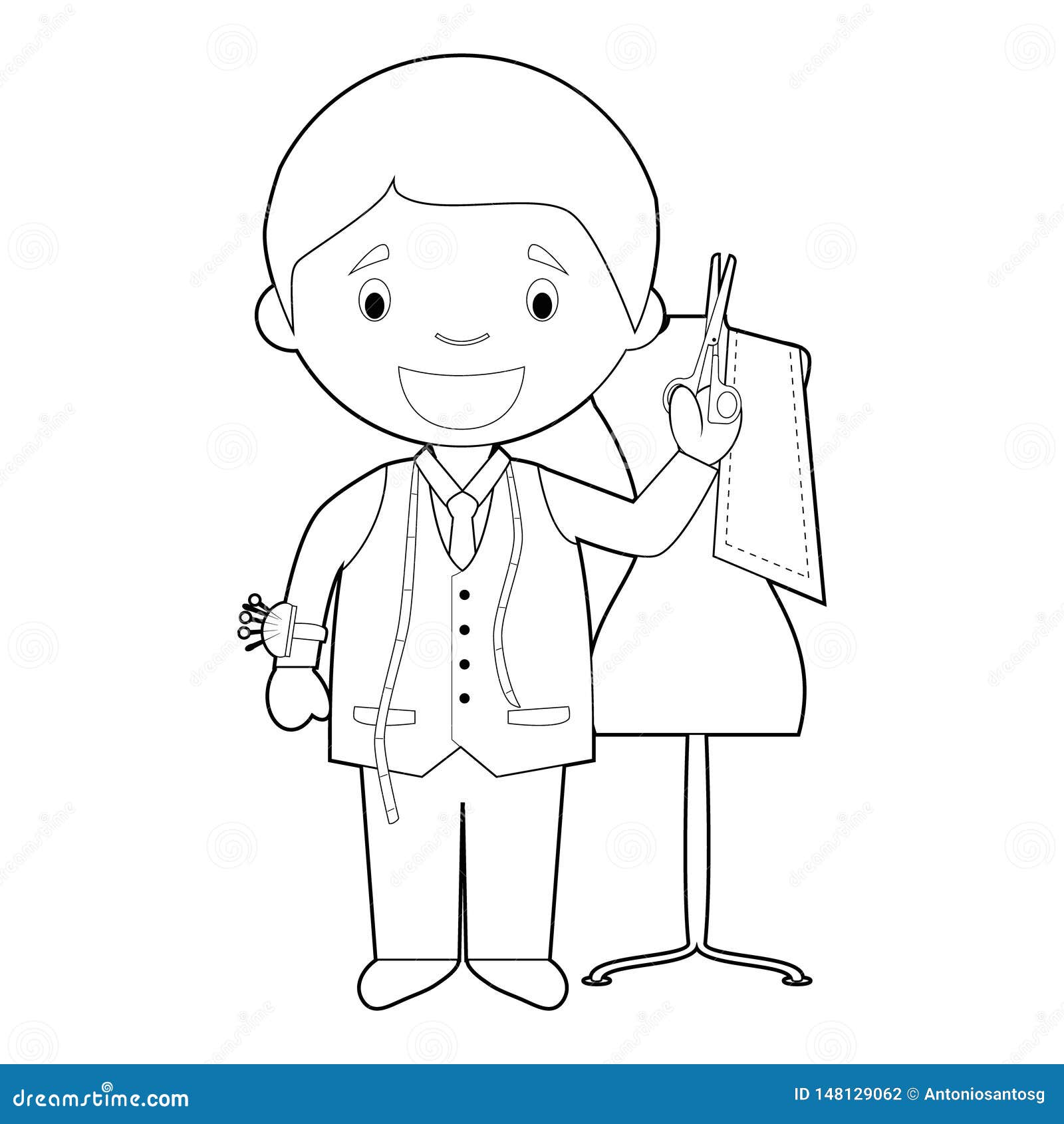 Easy Coloring Cartoon Vector Illustration Of A Tailor | CartoonDealer ... Easy Coloring Cartoon Vector Illustration Of A Tailor | CartoonDealer ...