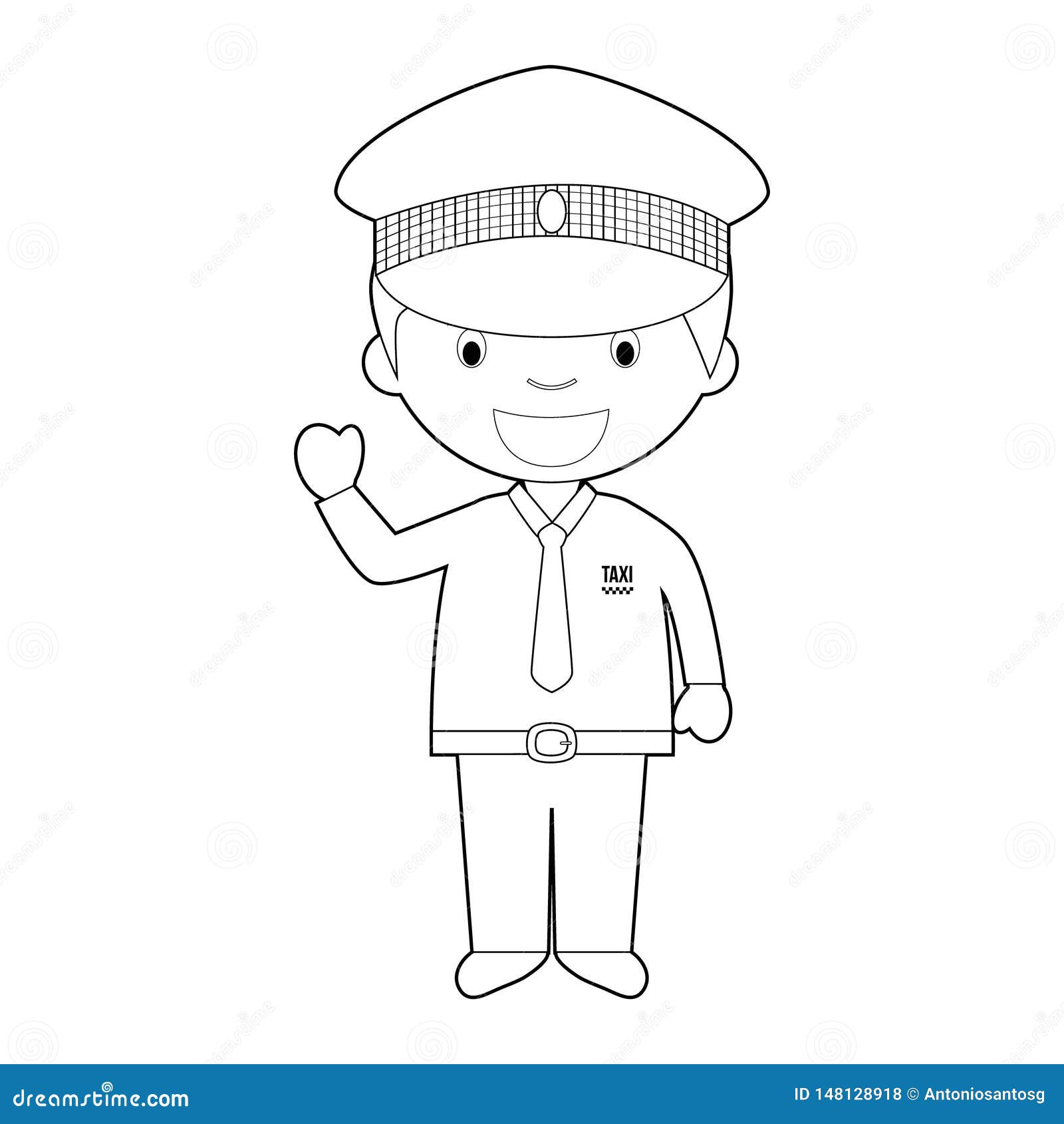 Easy Coloring Cartoon Vector Illustration of a Taxi Driver Stock Vector ...