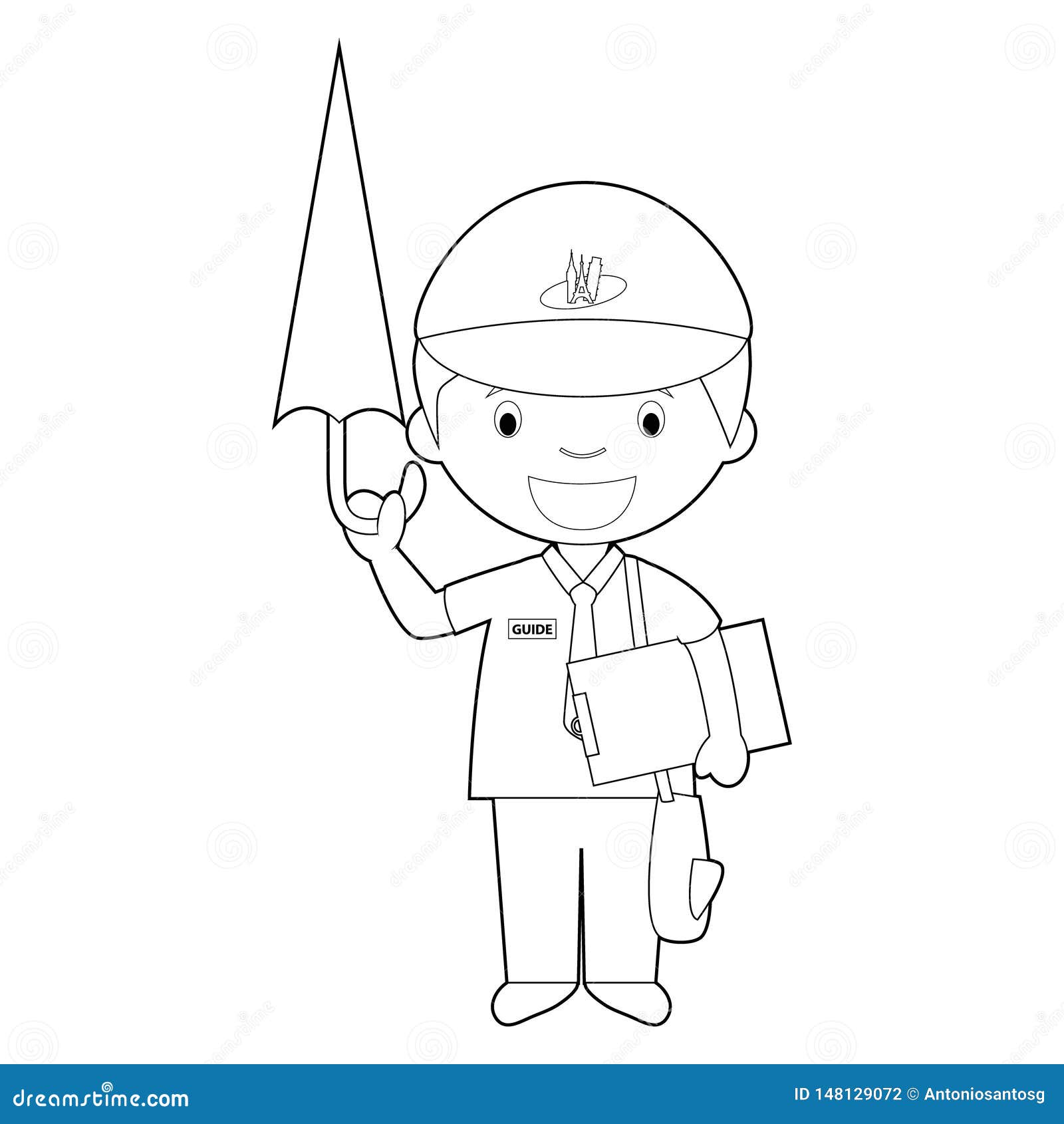 Easy Coloring Cartoon Vector Illustration of a Touristic Guide Stock ...
