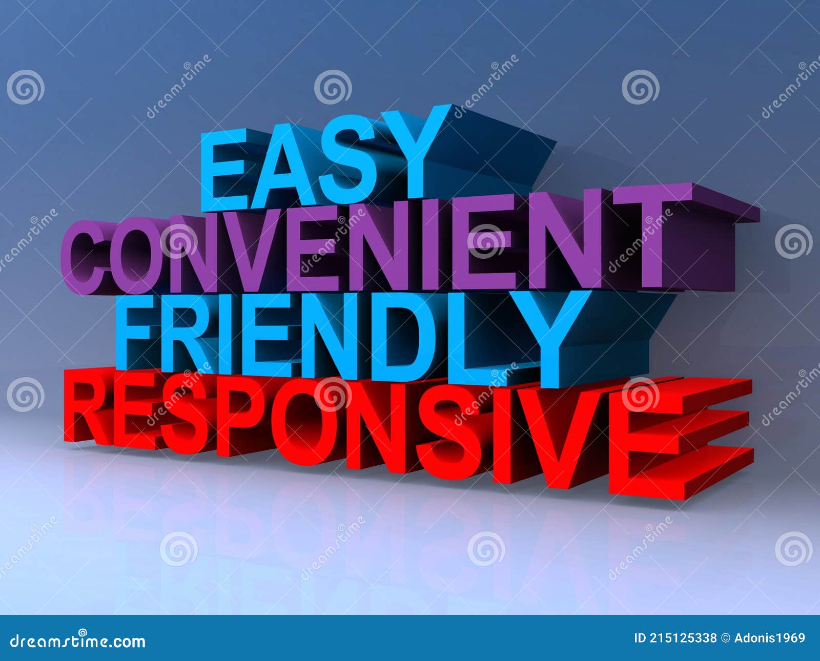 Easy Convenient Friendly Responsive Thinker 3d Words Stock Photography ...