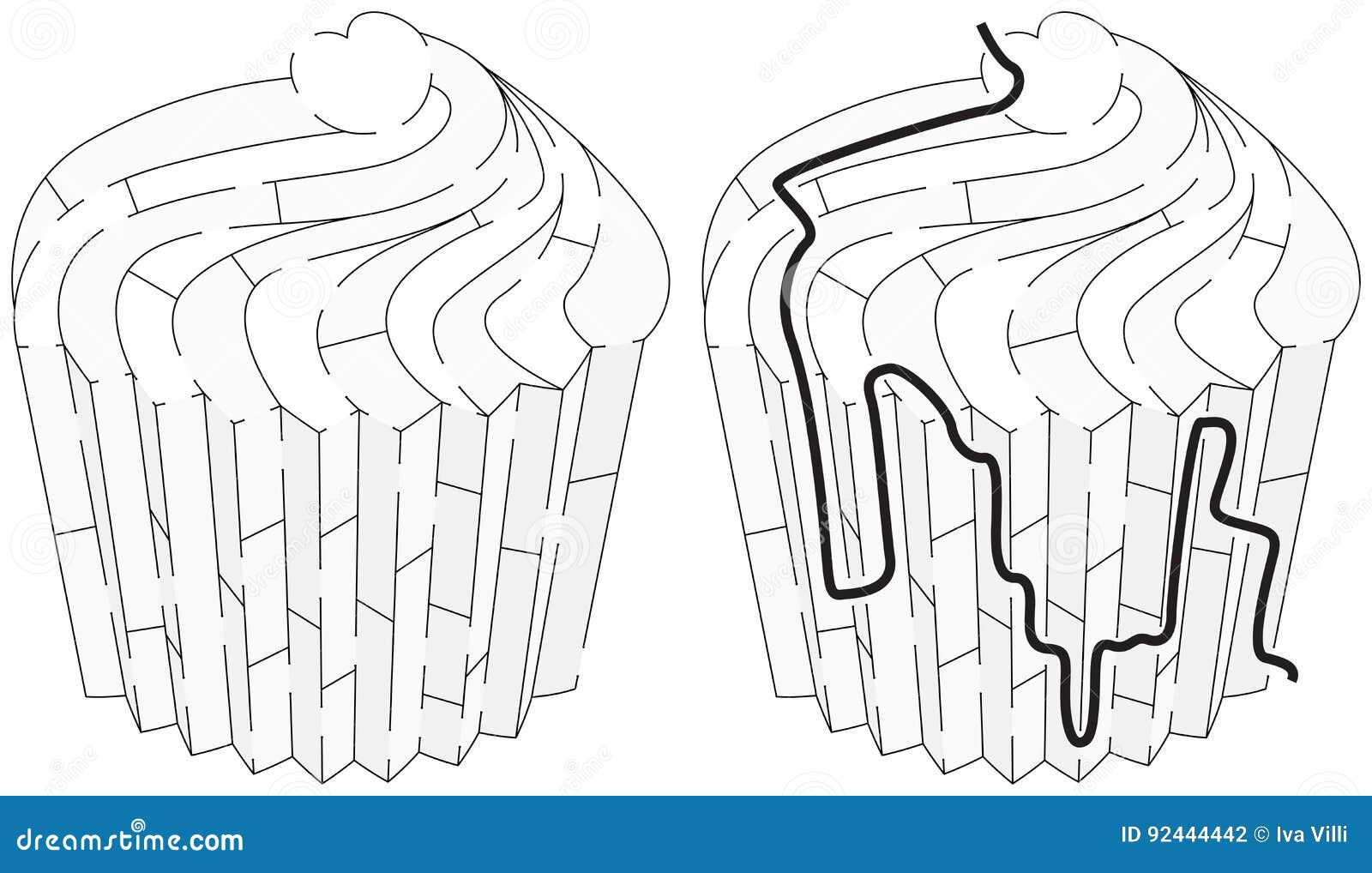 Easy cup cake maze stock illustration. Illustration of education - 92444442