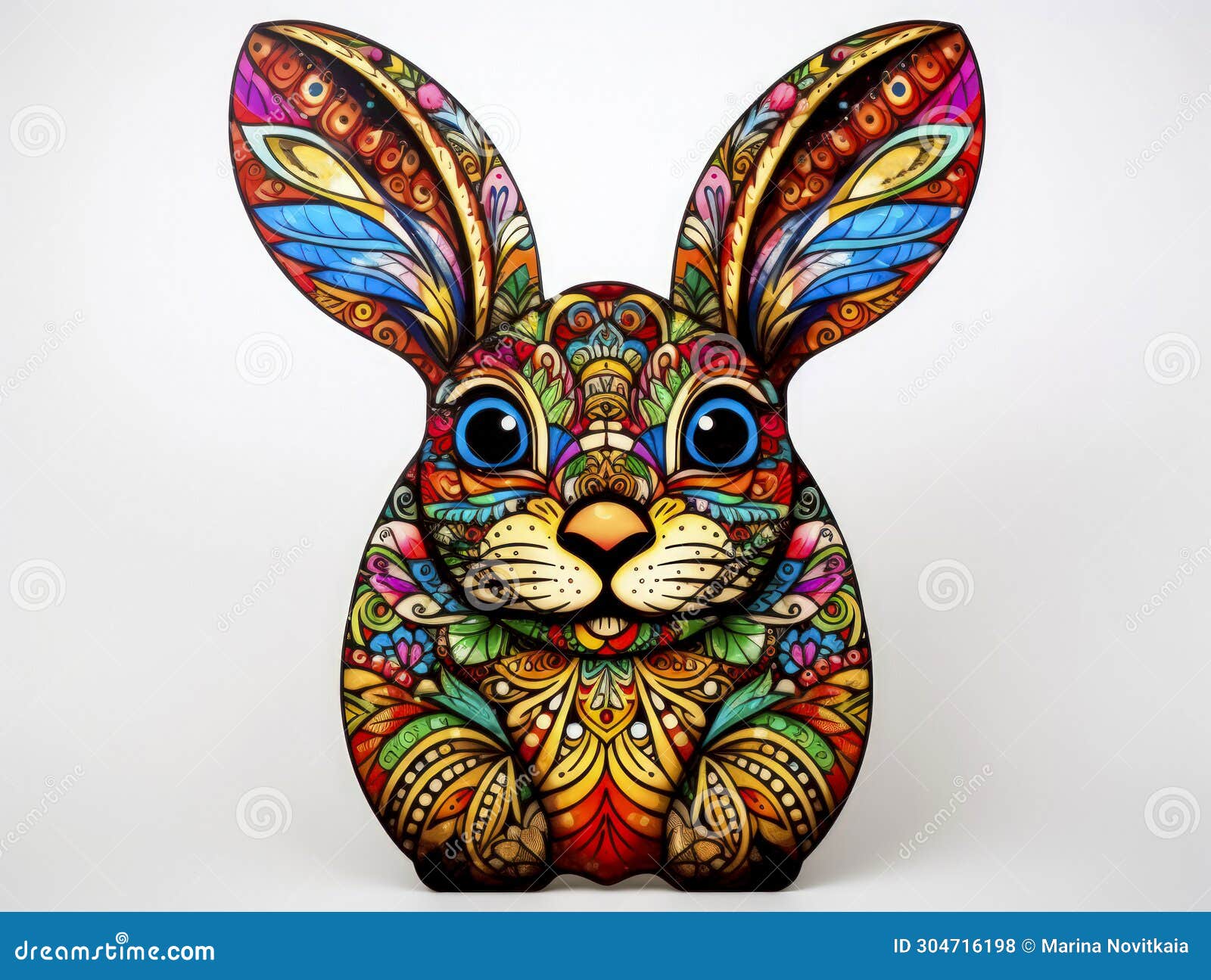 Easy Cute Already Colored Coloring Book Page of Easter Bunny with ...