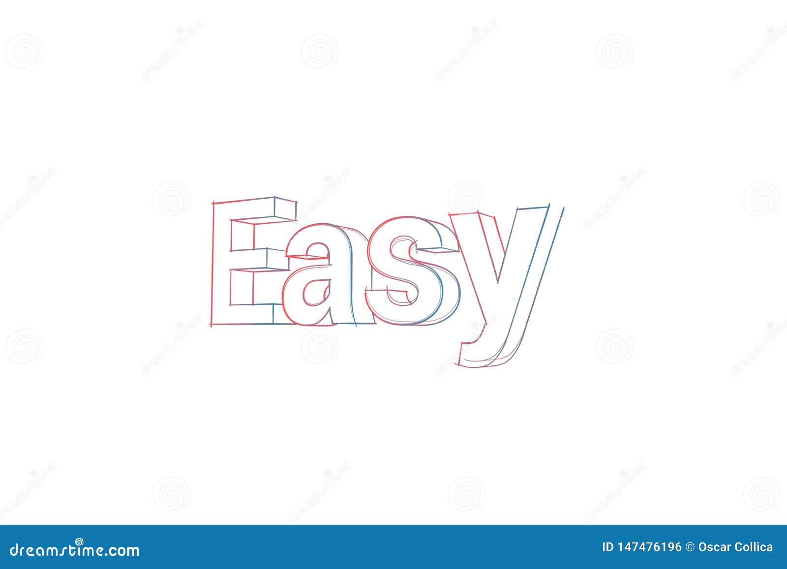 Easy - 3D Text Illustration - Words with Colored Lines Tilde and Orange ...