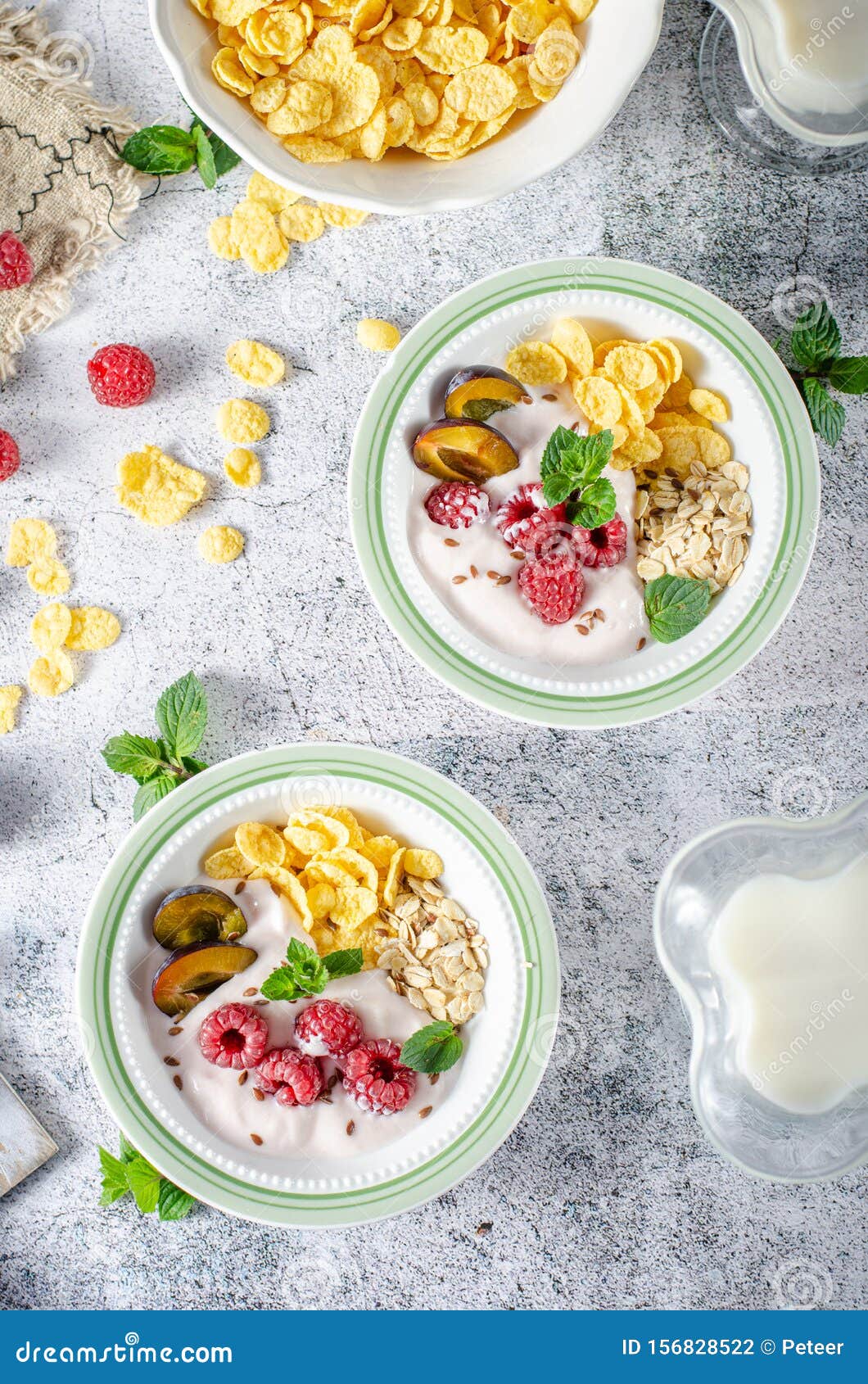 Easy and Delicious Cornflakes Breakfast Stock Photo - Image of glass ...
