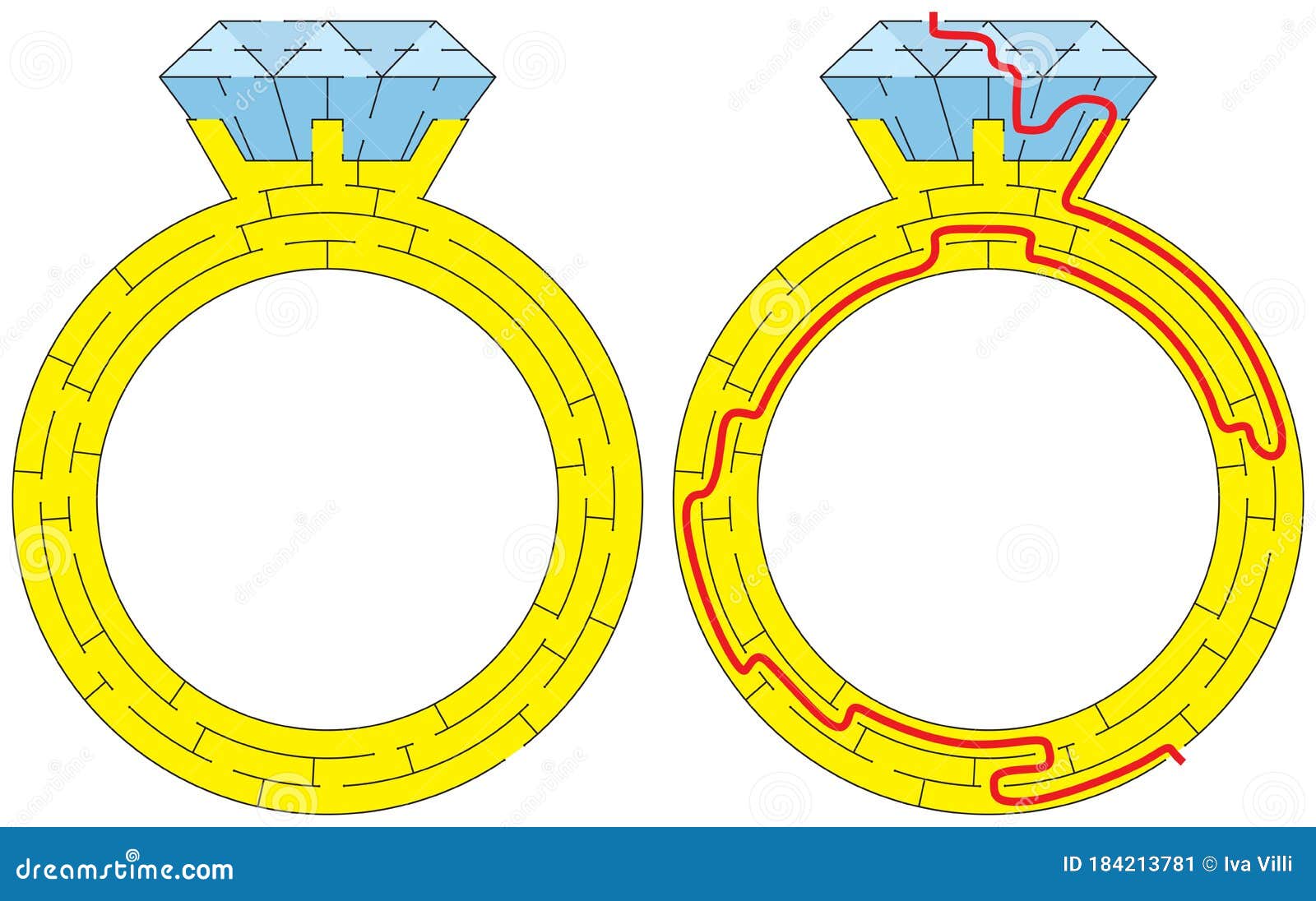 Easy diamond ring maze stock vector. Illustration of game - 184213781