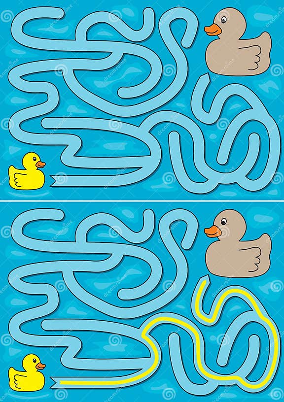 Easy ducks maze stock vector. Illustration of lake, activity - 92862415