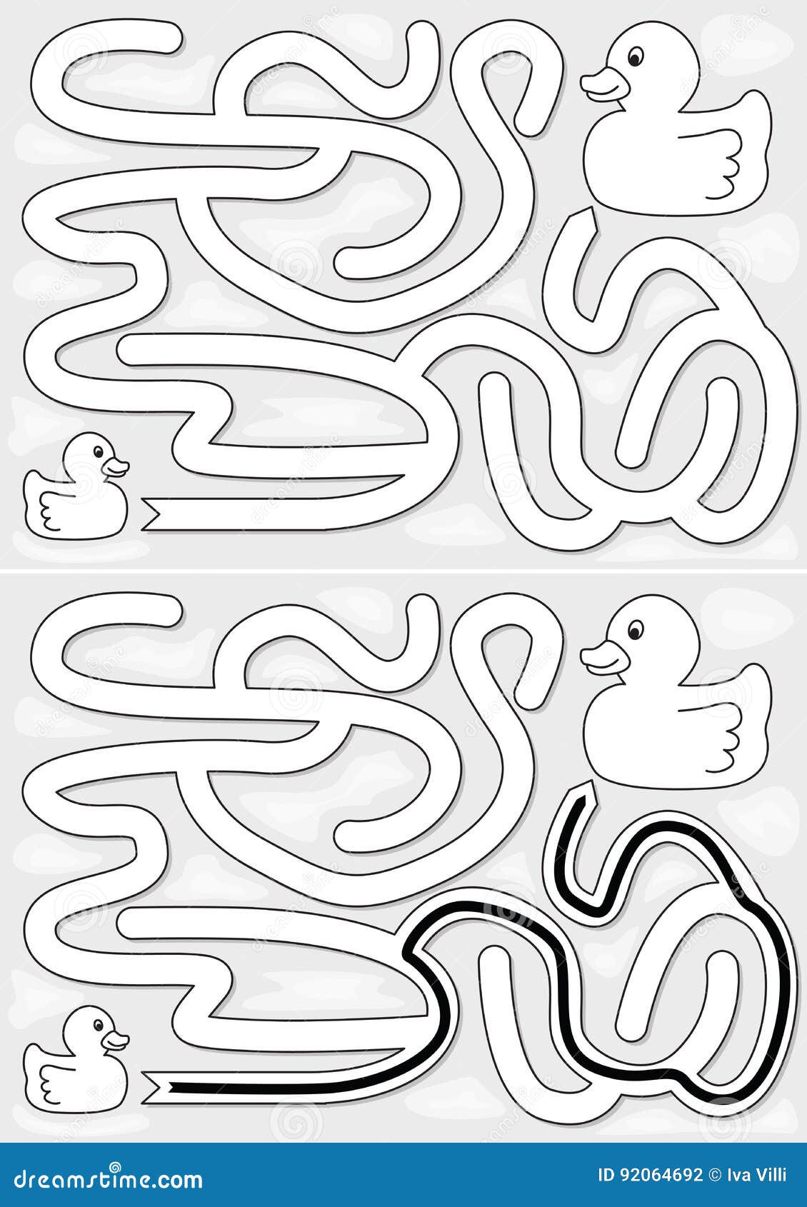 Easy ducks maze stock vector. Illustration of maze, grey - 92064692