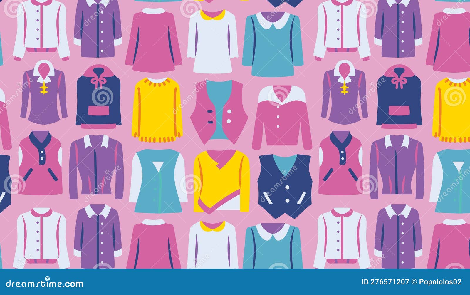 A Seamless Pattern of Different Colored Clothes on Pink Background ...
