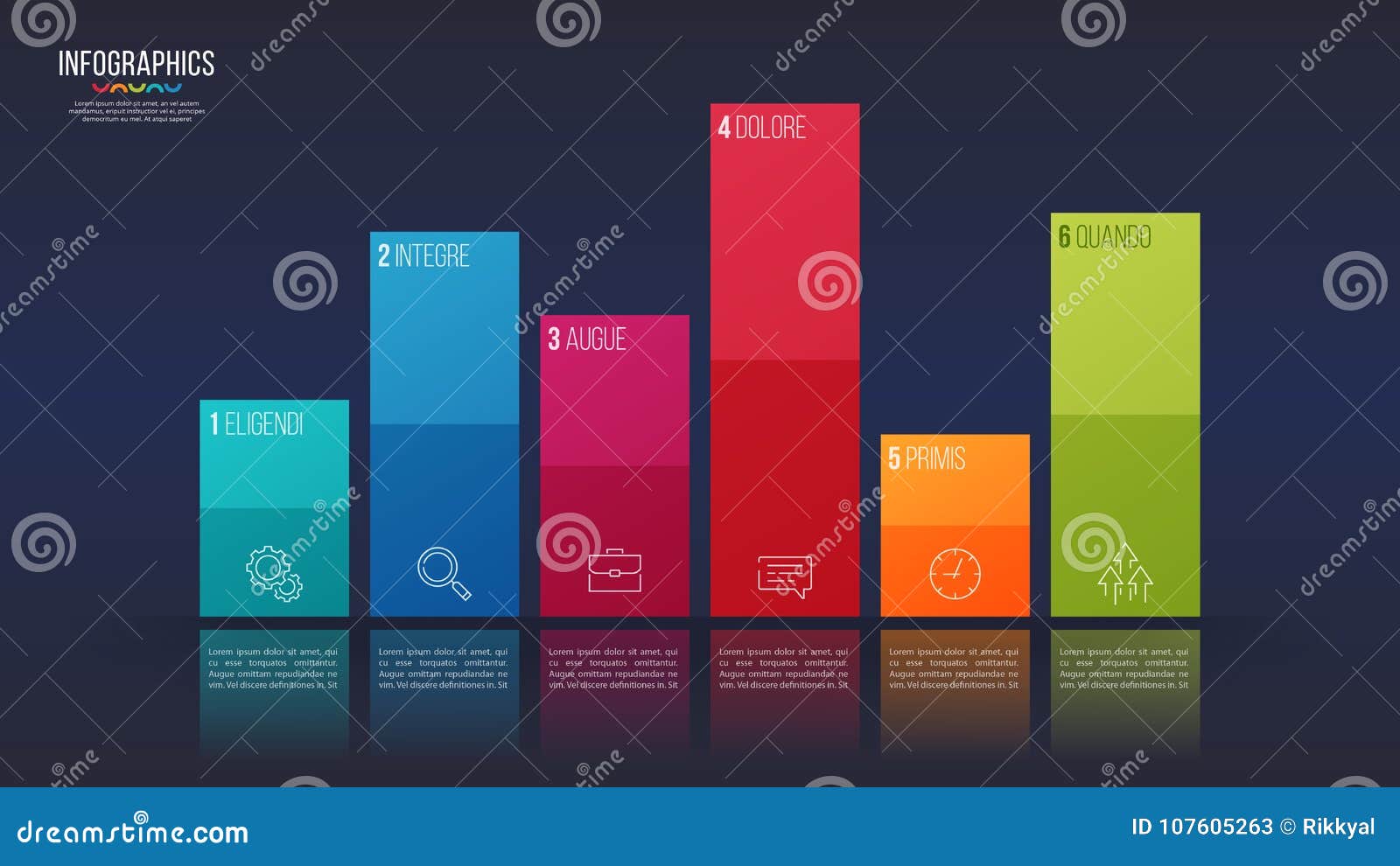 Easy Editable Vector 6 Options Infographic Design, Bar Chart, Pr Stock ...