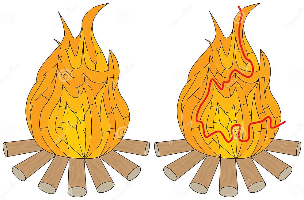Easy fire maze stock vector. Illustration of fire, path - 107814580