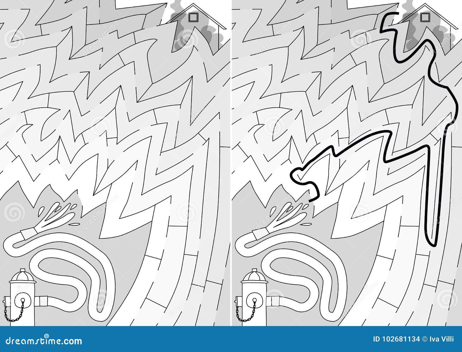 Easy firefighting maze stock vector. Illustration of task - 102681134