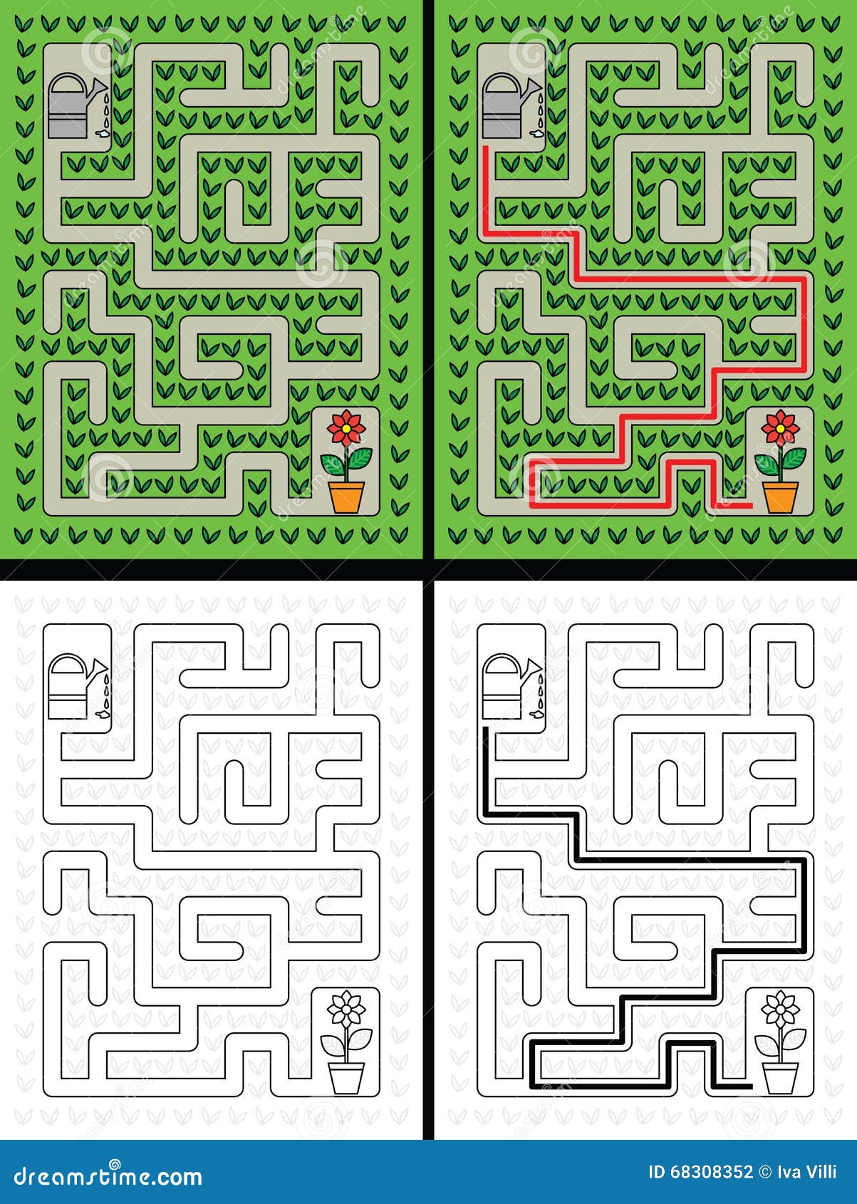 Easy flower maze stock vector. Illustration of drawing - 68308352
