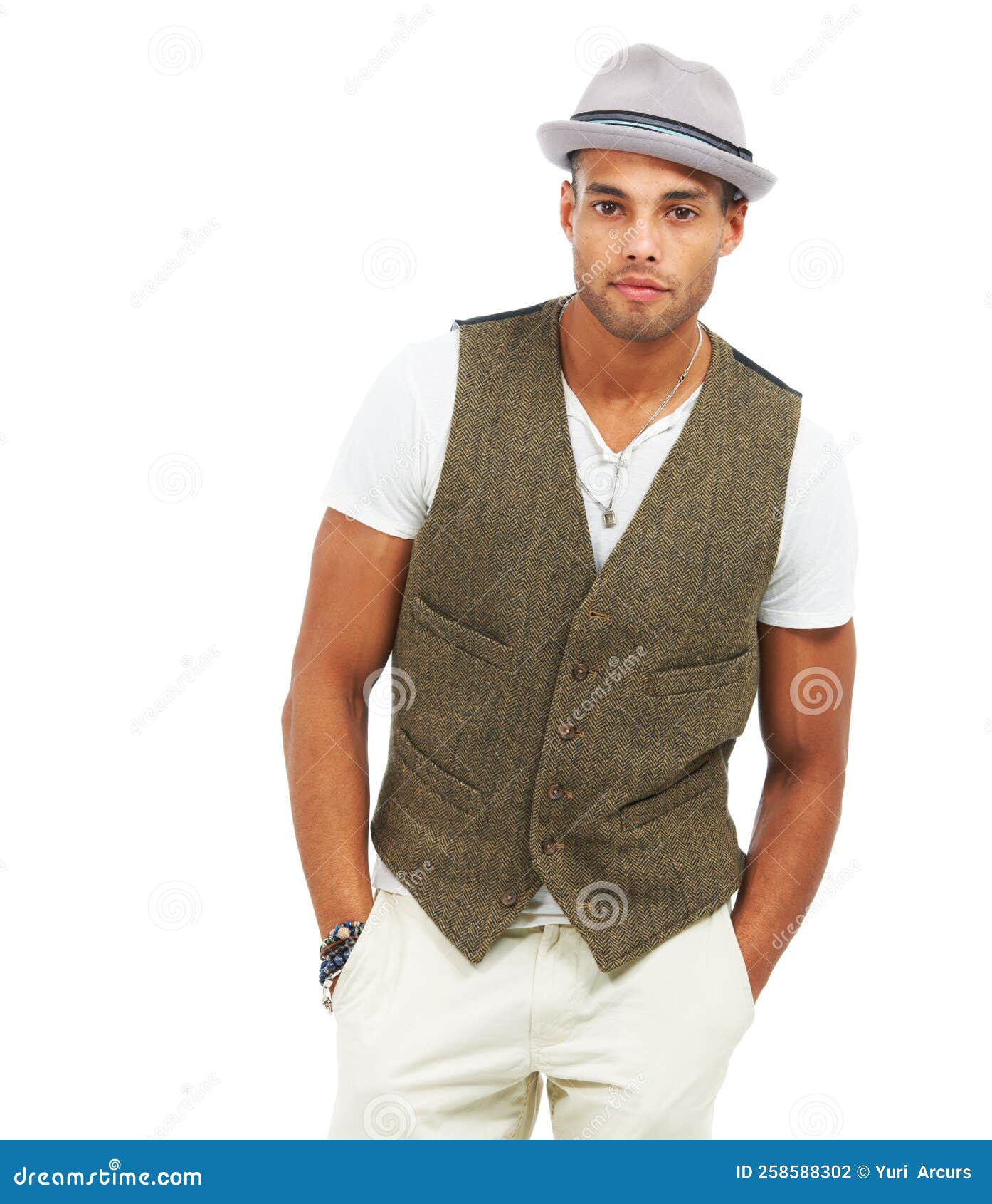 Easy-going Style. Trendy Young Man Standing Casually with Hands in ...