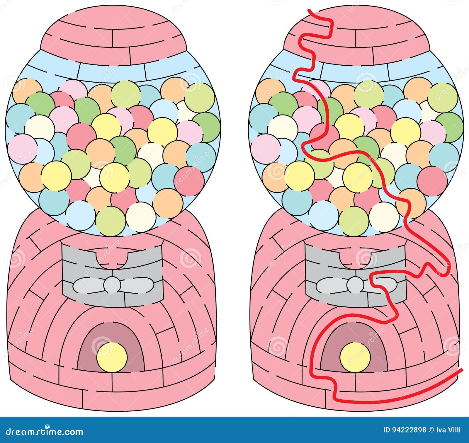 Easy gumball machine maze stock vector. Illustration of solution - 94222898