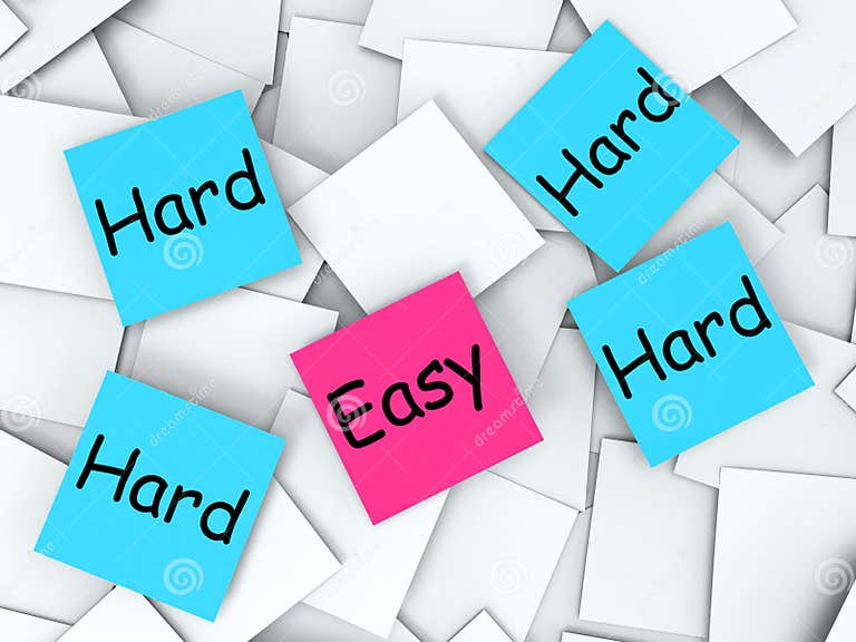Easy Hard Post-it Notes Mean Effortless or Stock Illustration ...