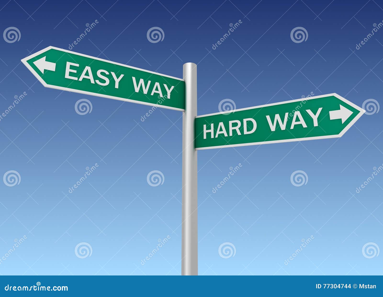 Easy Vs Hard Signs Portray Choice Of Simple Or Difficult Way - 3d ...