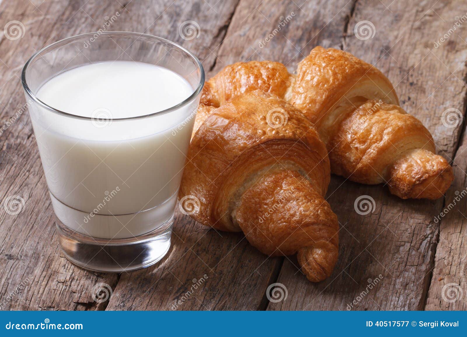 Easy and Healthy Breakfast: Croissants with Milk Stock Image - Image of ...