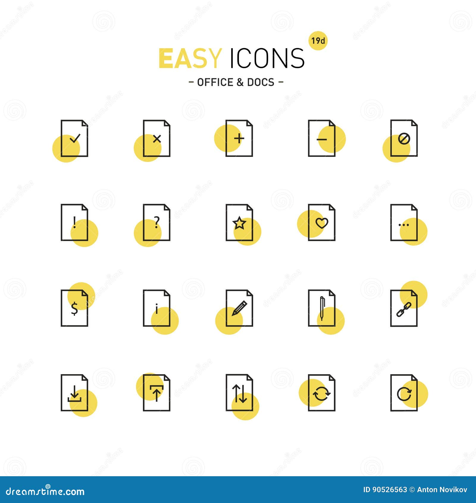 Easy icons 19d Docs stock vector. Illustration of pencil - 90526563