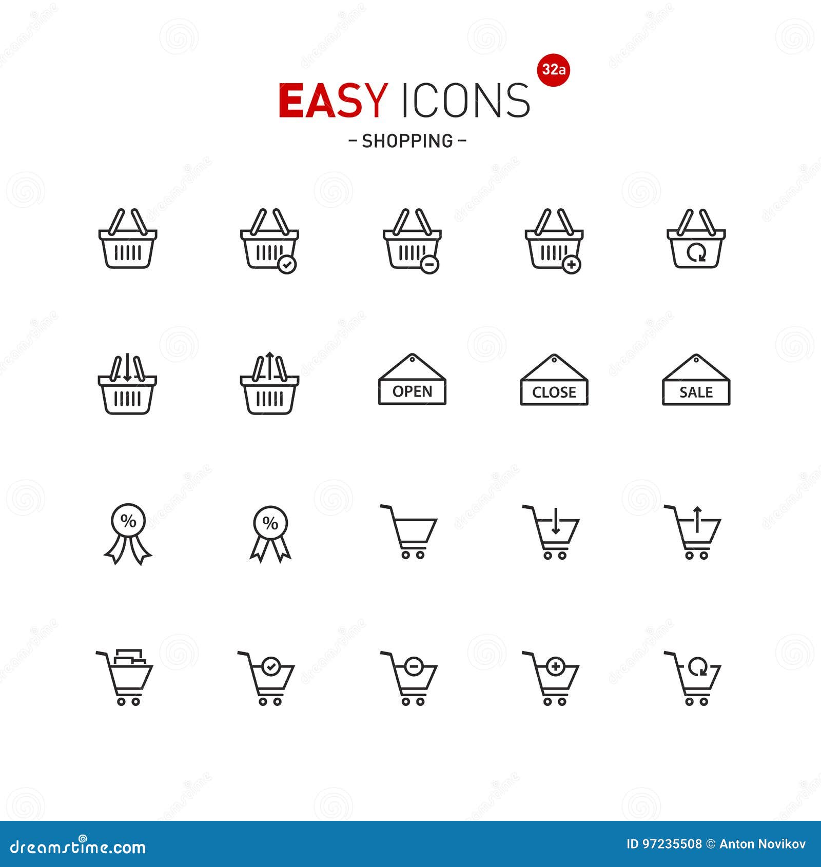 Easy icons 32a Shopping stock vector. Illustration of market - 97235508