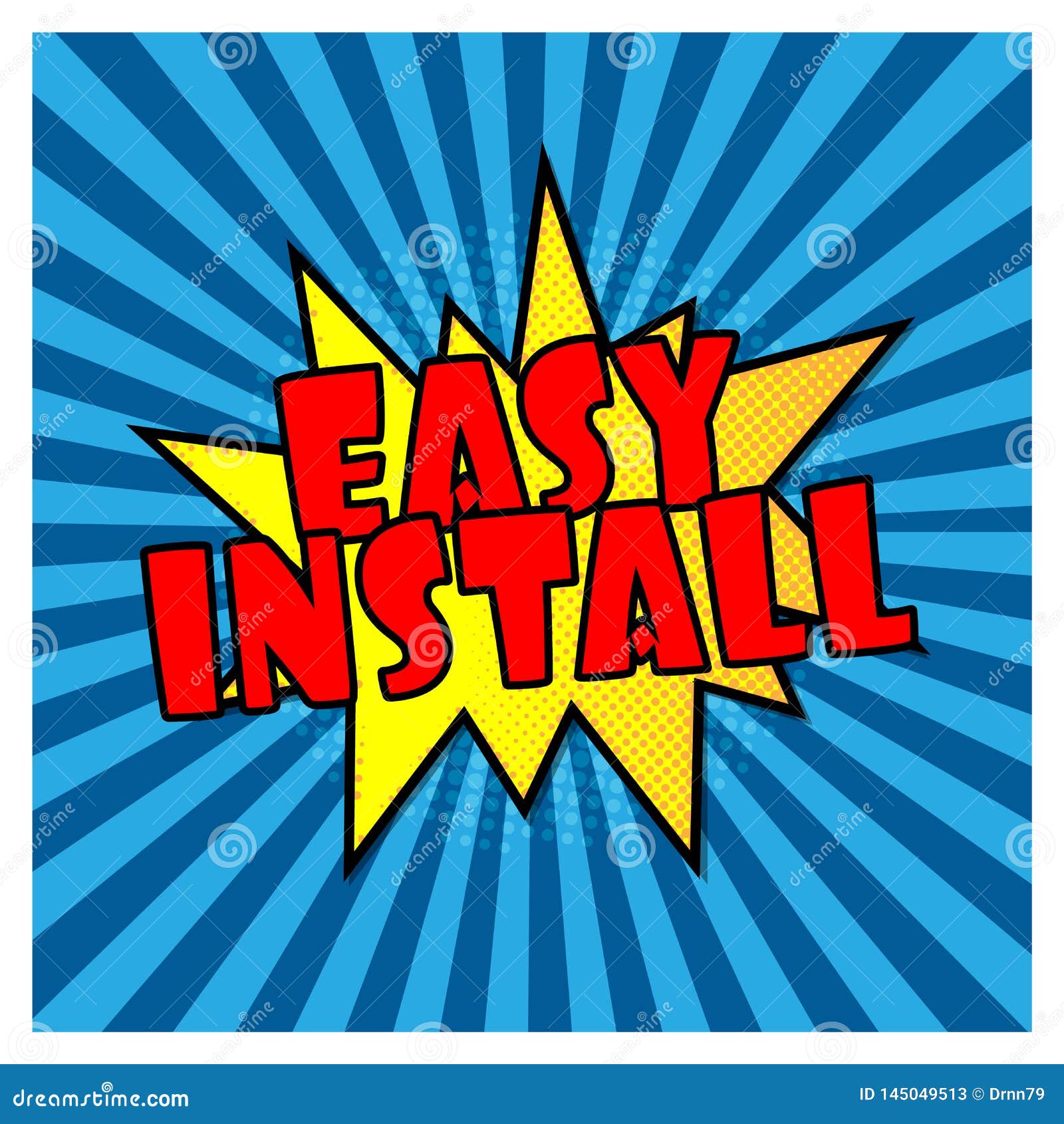 Easy Install Comic Bubble Text Pop Art Style Radial Lines Background ...