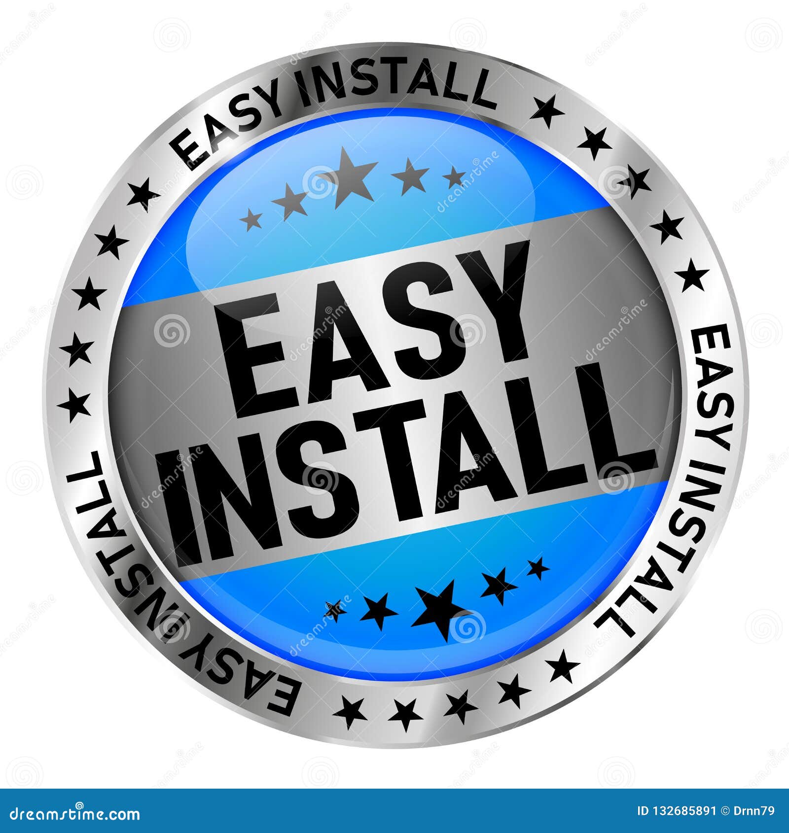 Easy Install Isolated Blue Silver Illustration Icon Web Badge Stock ...