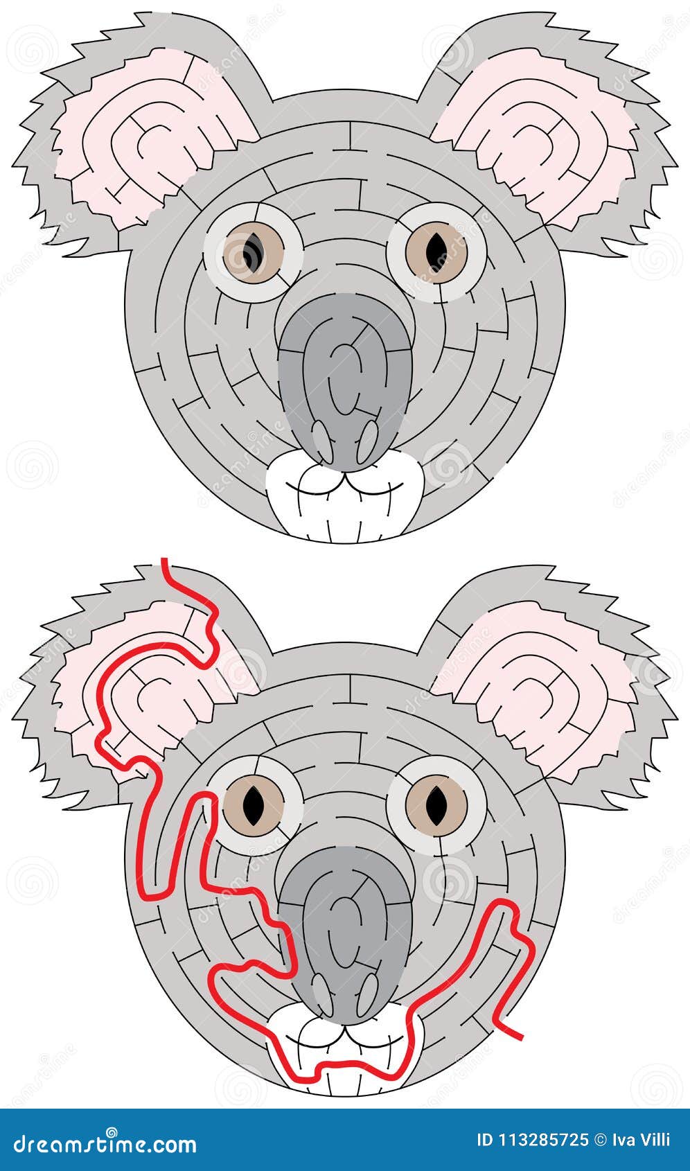 Easy koala maze stock vector. Illustration of educational - 113285725